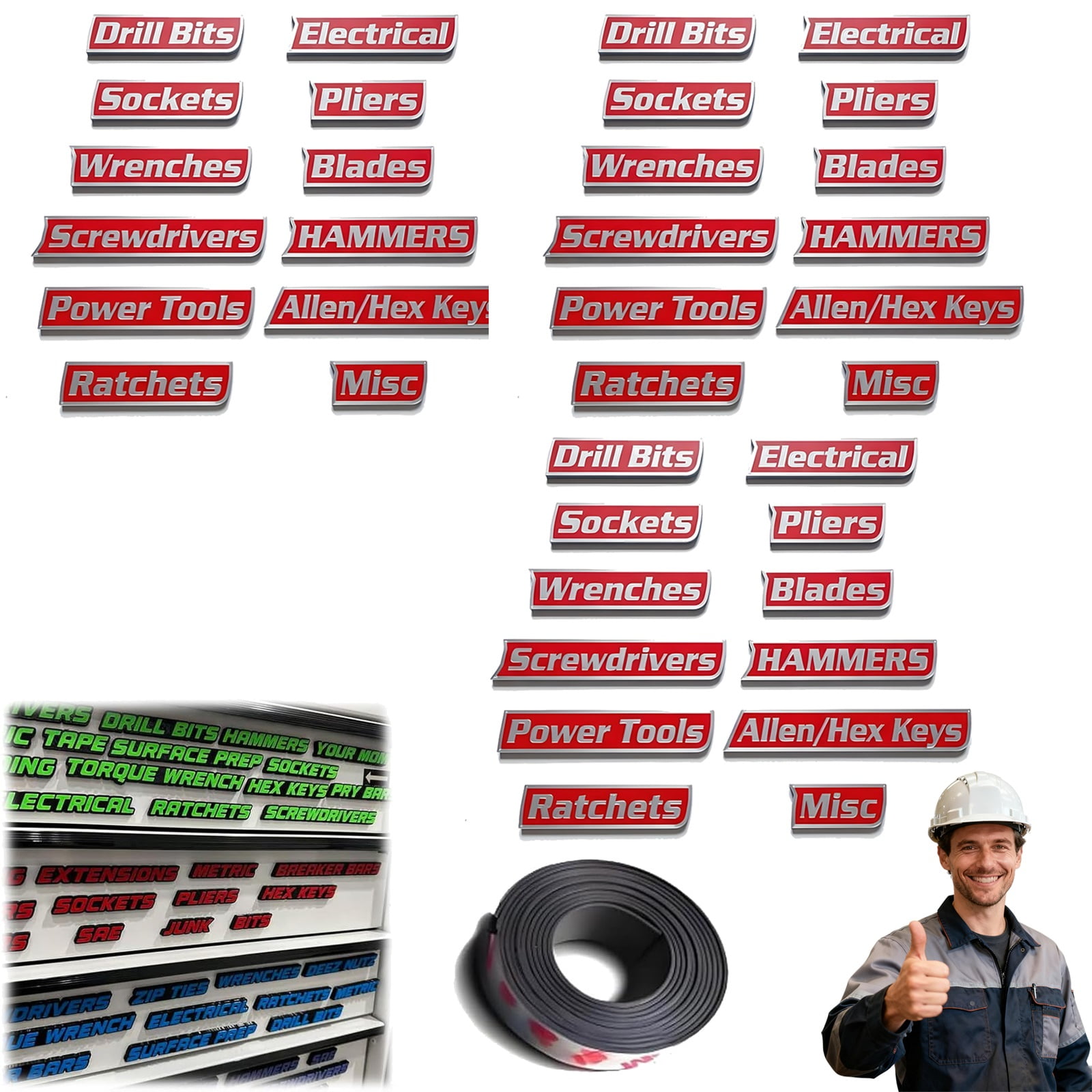 Magnetic Tool Box Drawer Labels, 12 Pcs 3D Printed Reusable Tags, Easy ...