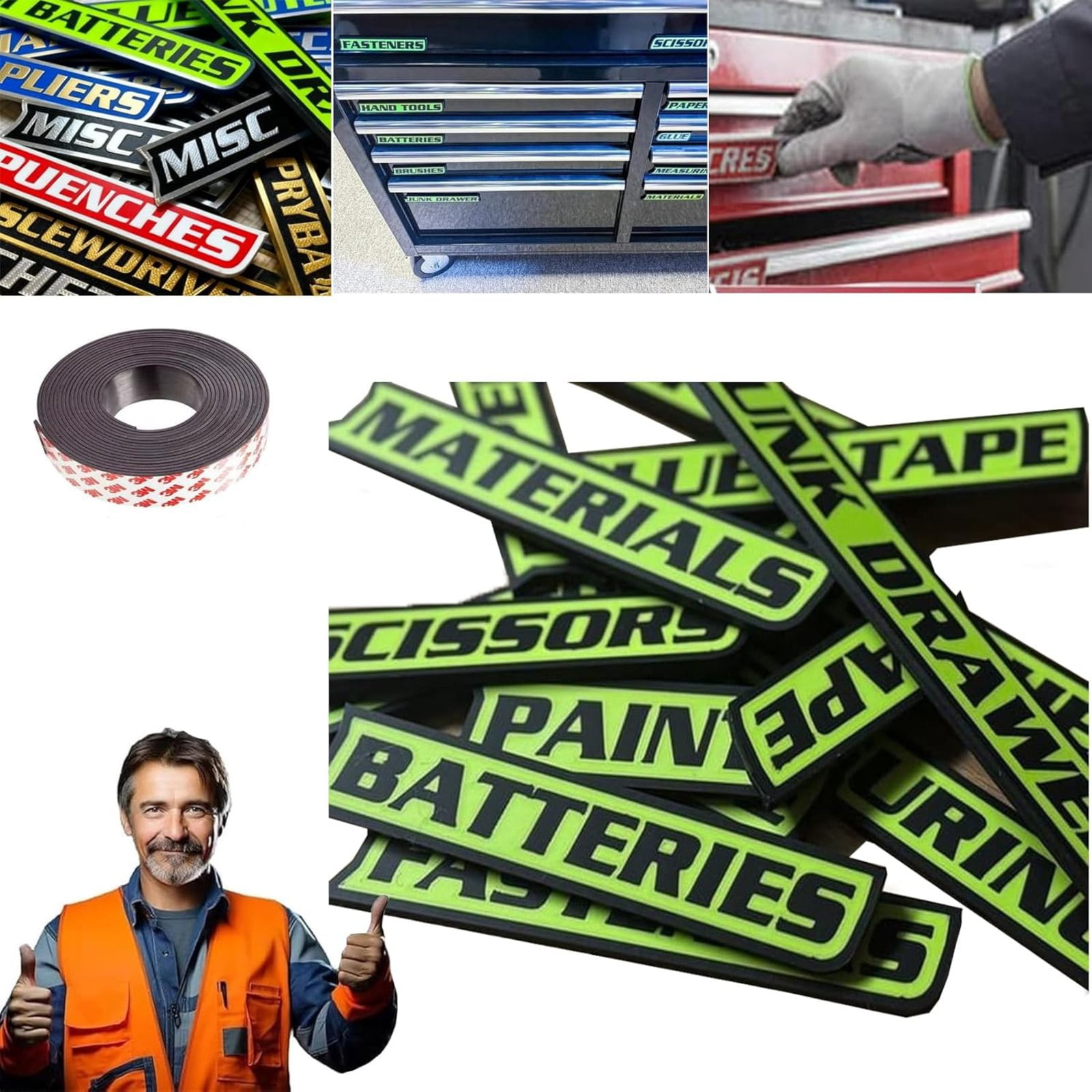Magnetic Tool Box Labels 12Pack, Durable 3D-Printed Metal Tool Box ...