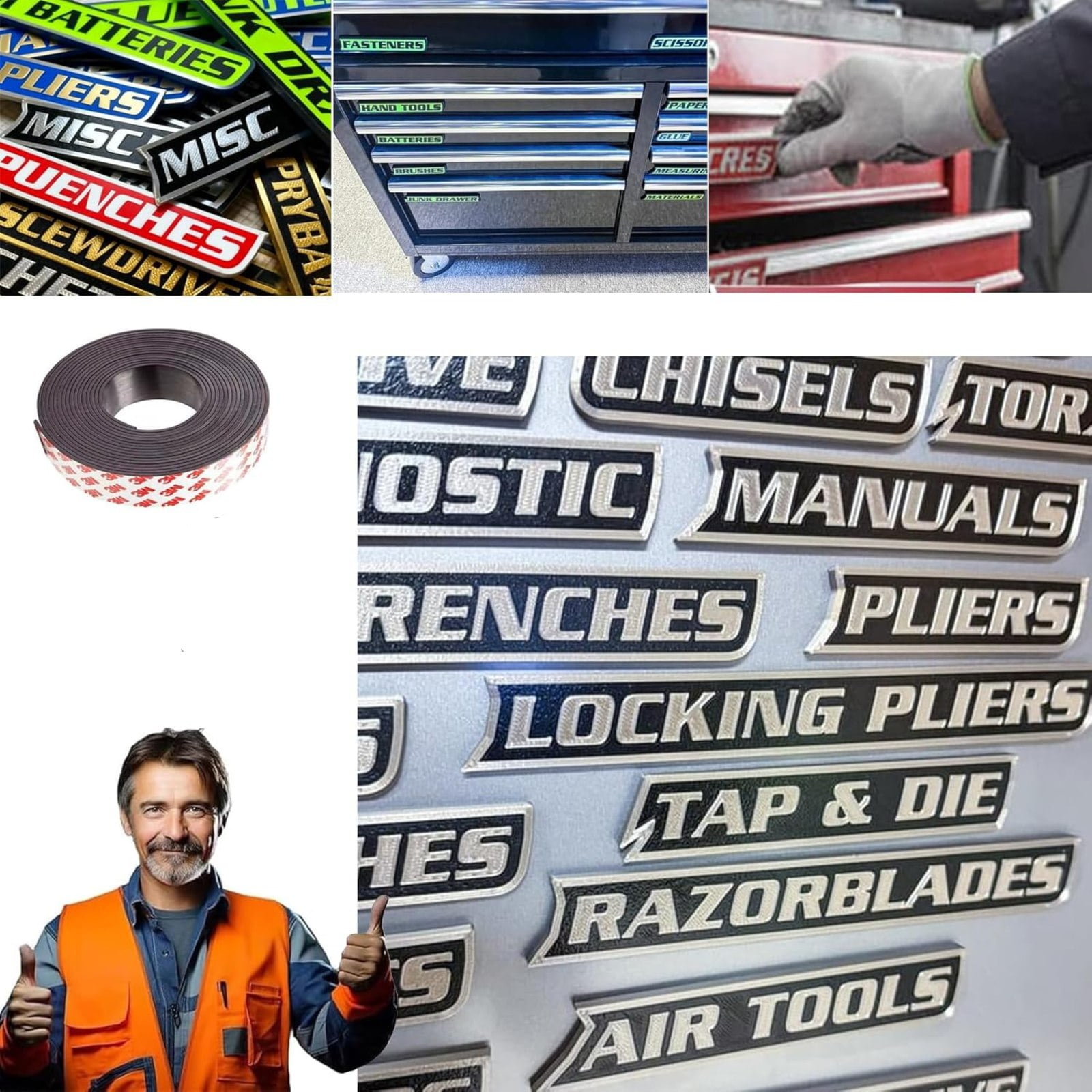 Magnetic Tool Box Labels 24Pack, Durable 3D-Printed Metal Tool Box ...