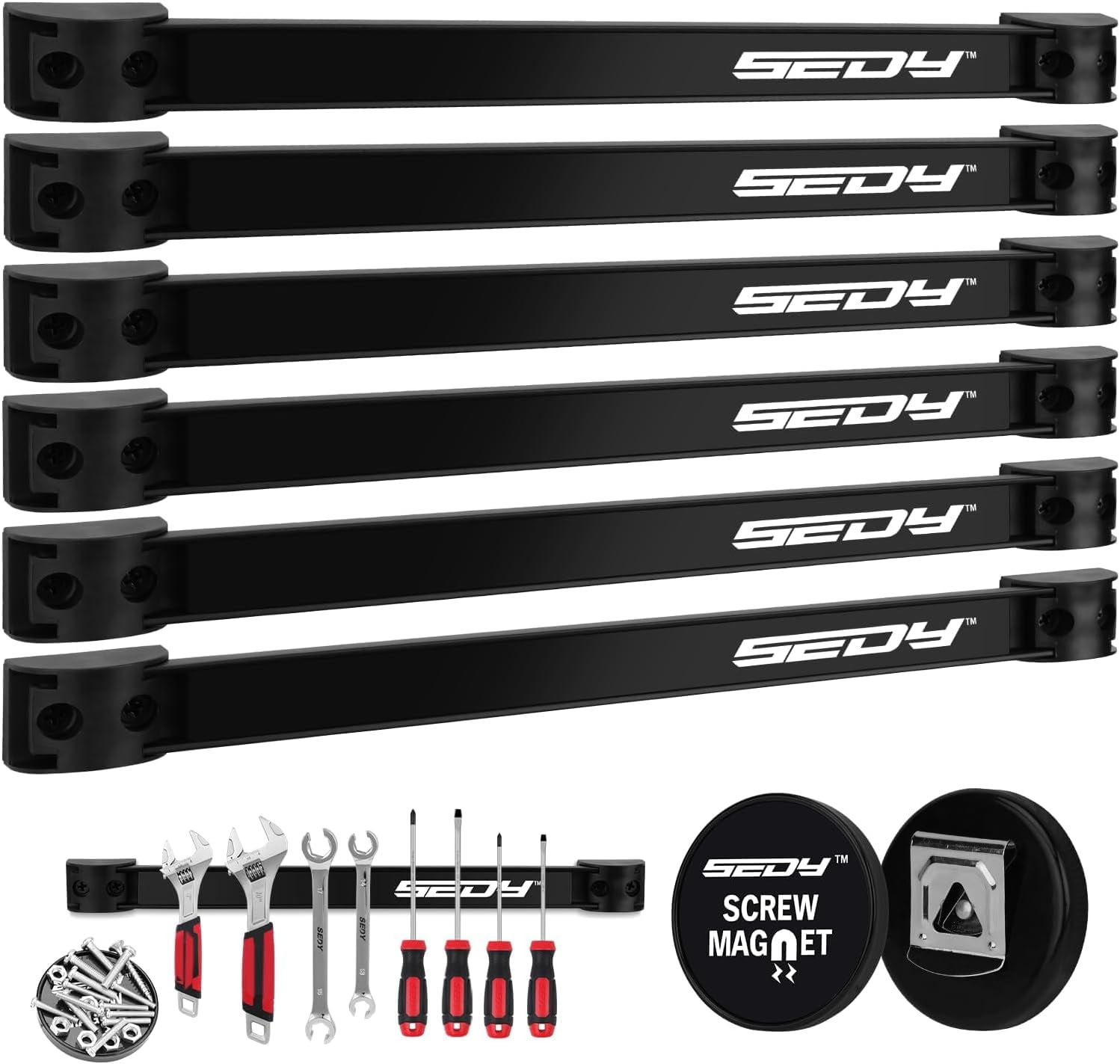 Magnetic Tool Holder Storage Organizer: 7-Piece Garage Wall Mount Rack ...