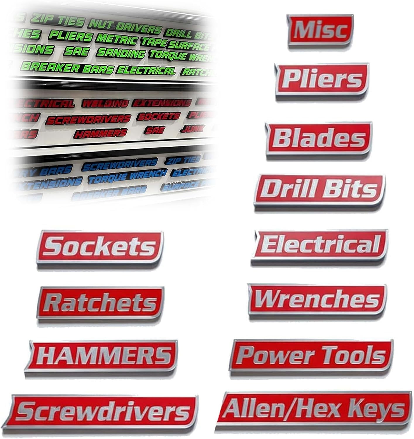 Magnetic Toolbox Labels, 12 Pack of Magnetic Toolbox Labels, 3D Printed ...