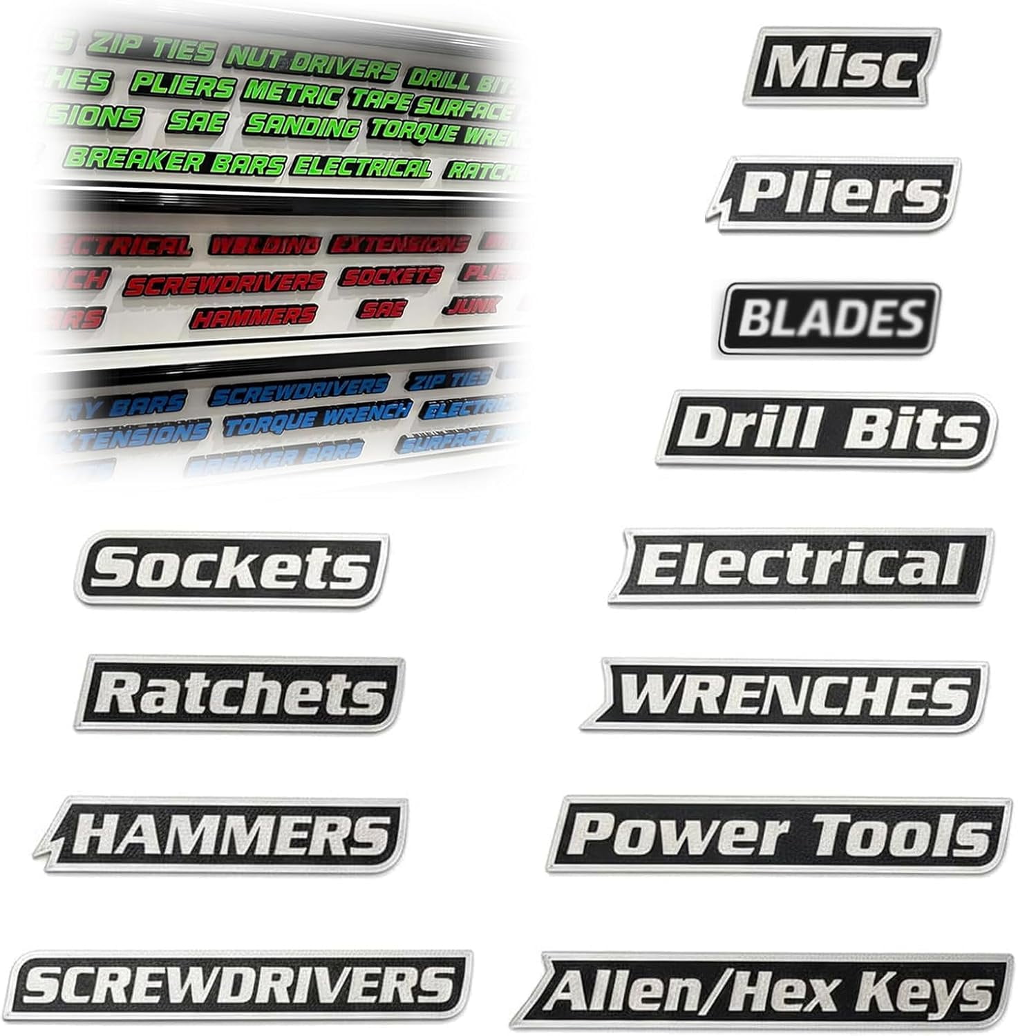 Magnetic Toolbox Labels, 12 Pack of Magnetic Toolbox Labels, 3D Printed ...