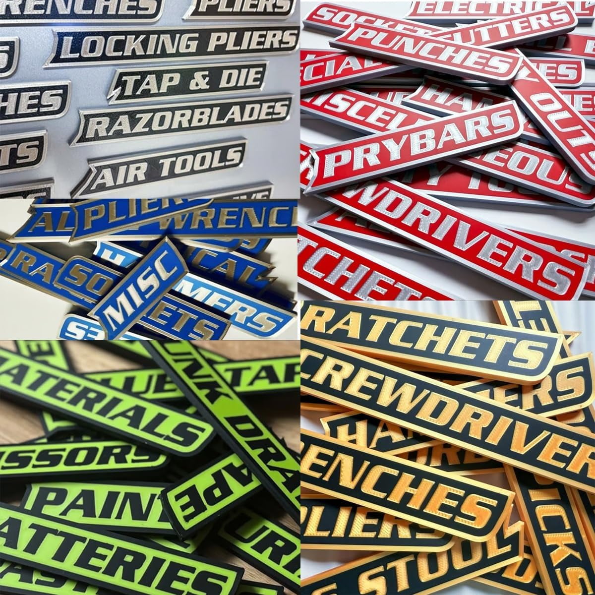 Magnetic Toolbox Labels 5-Pack, Custom 3D Printed Magnetic Drawer Tags ...