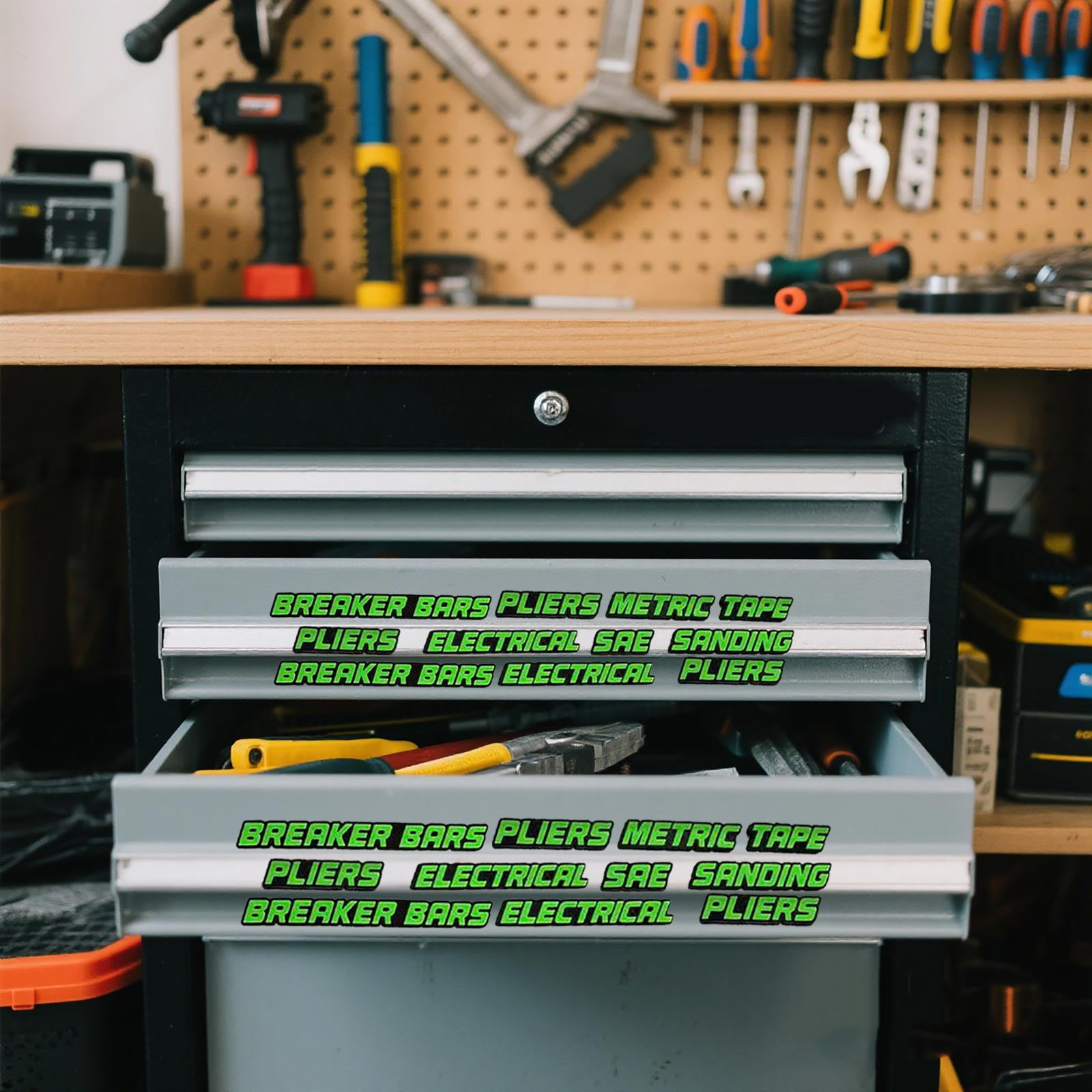 Magnetic Toolbox Labels 82 Pre-Printed 8 Blanks Large Size Tool Chest ...