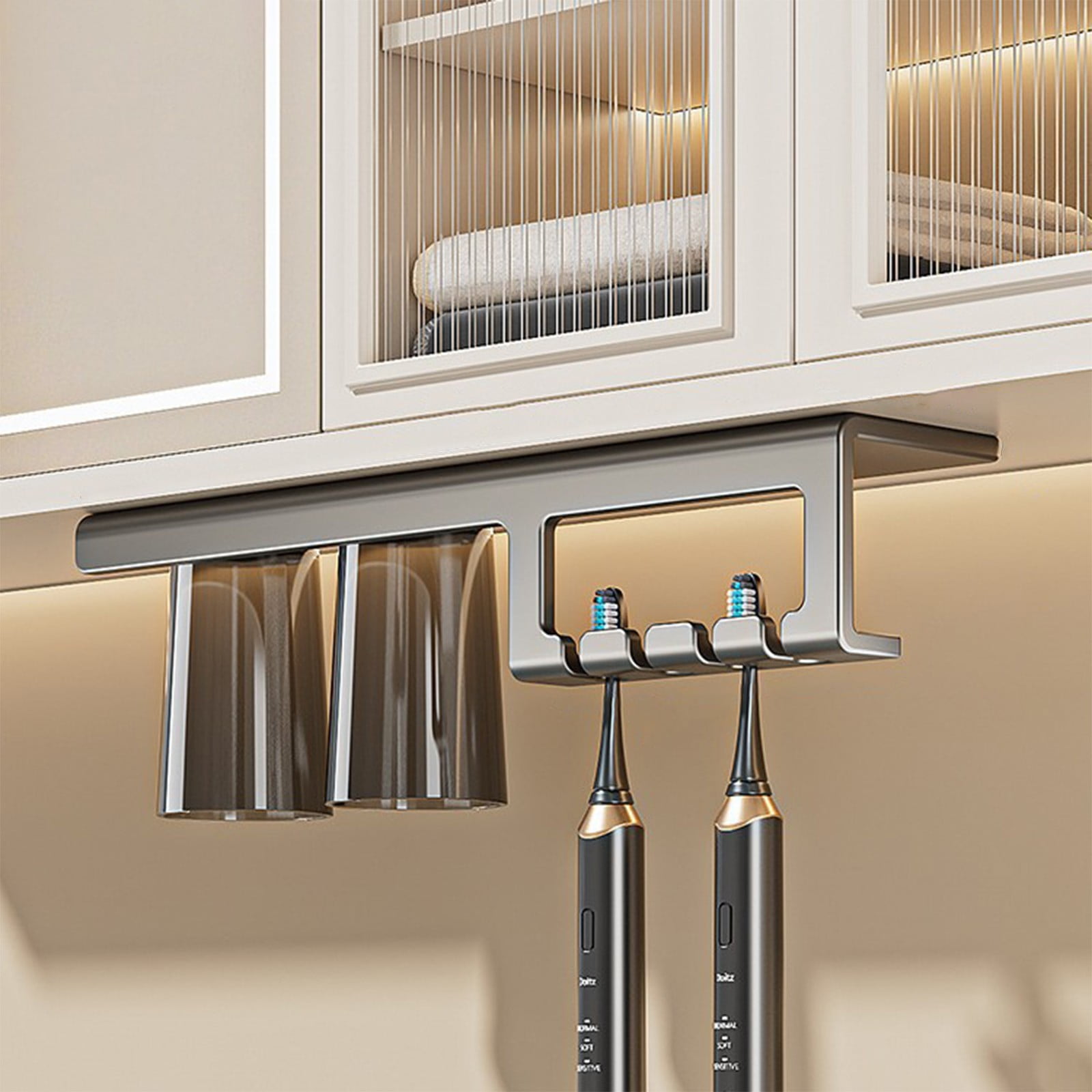 Magnetic Toothbrush Rack Wall-Mounted Organizer | No-Drill Adhesive ...