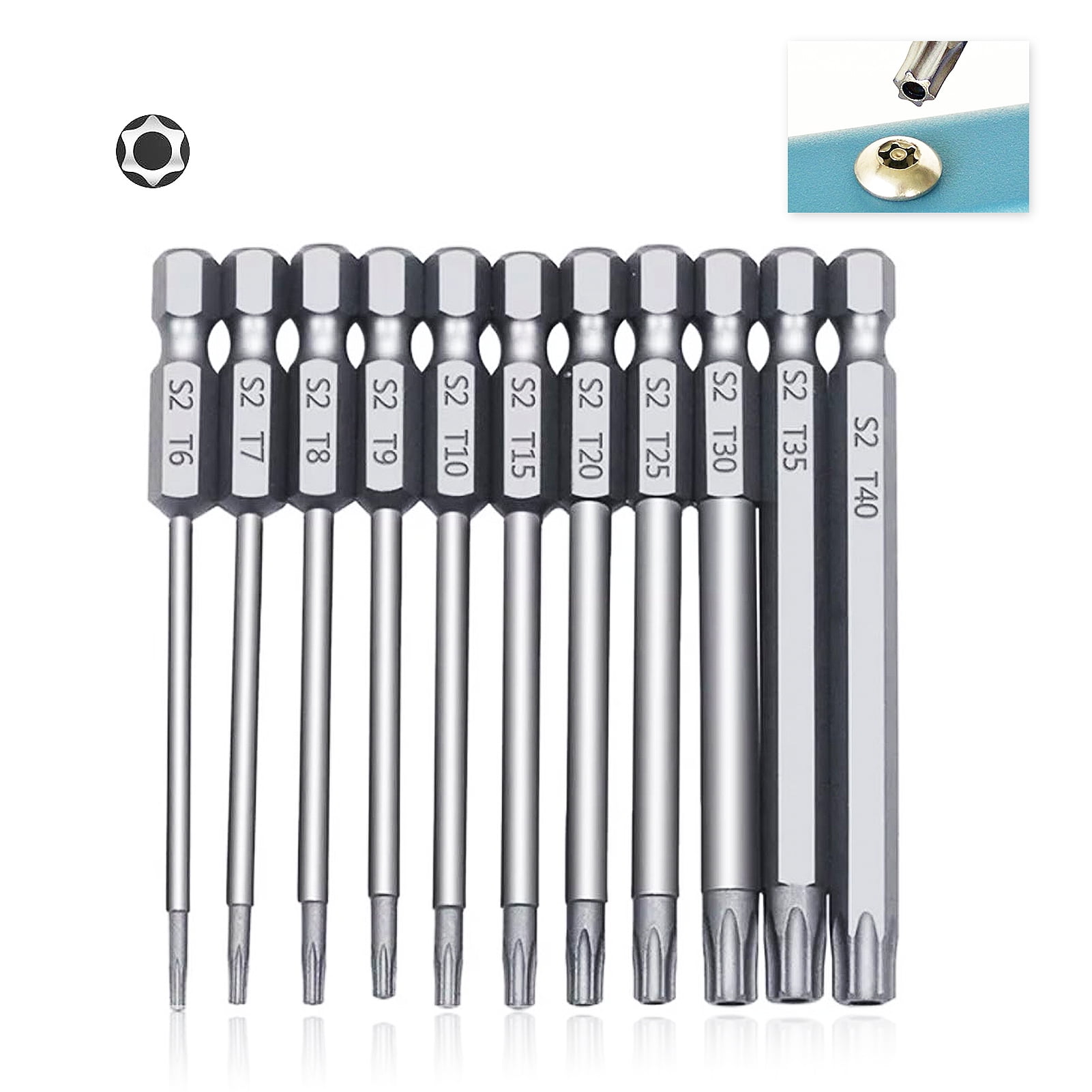 Magnetic Torx Screwdriver 11 PCS T6-T40 3 Inch Torx Head Screw Driver ...