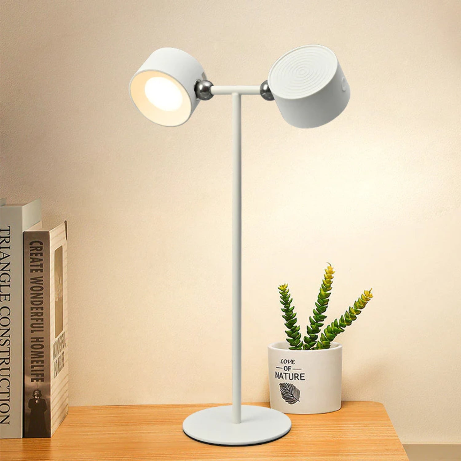 Magnetic Touchable LED USB Rechargeable Table Lamp 360 Rotate Cordless ...