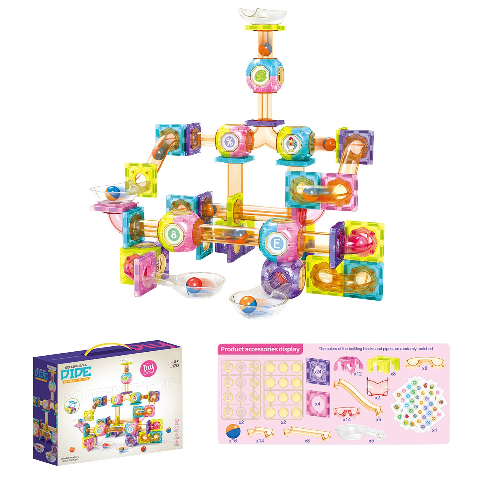 Magnetic Track Puzzle Assembly Children's Ball Slide Toy, Educational ...