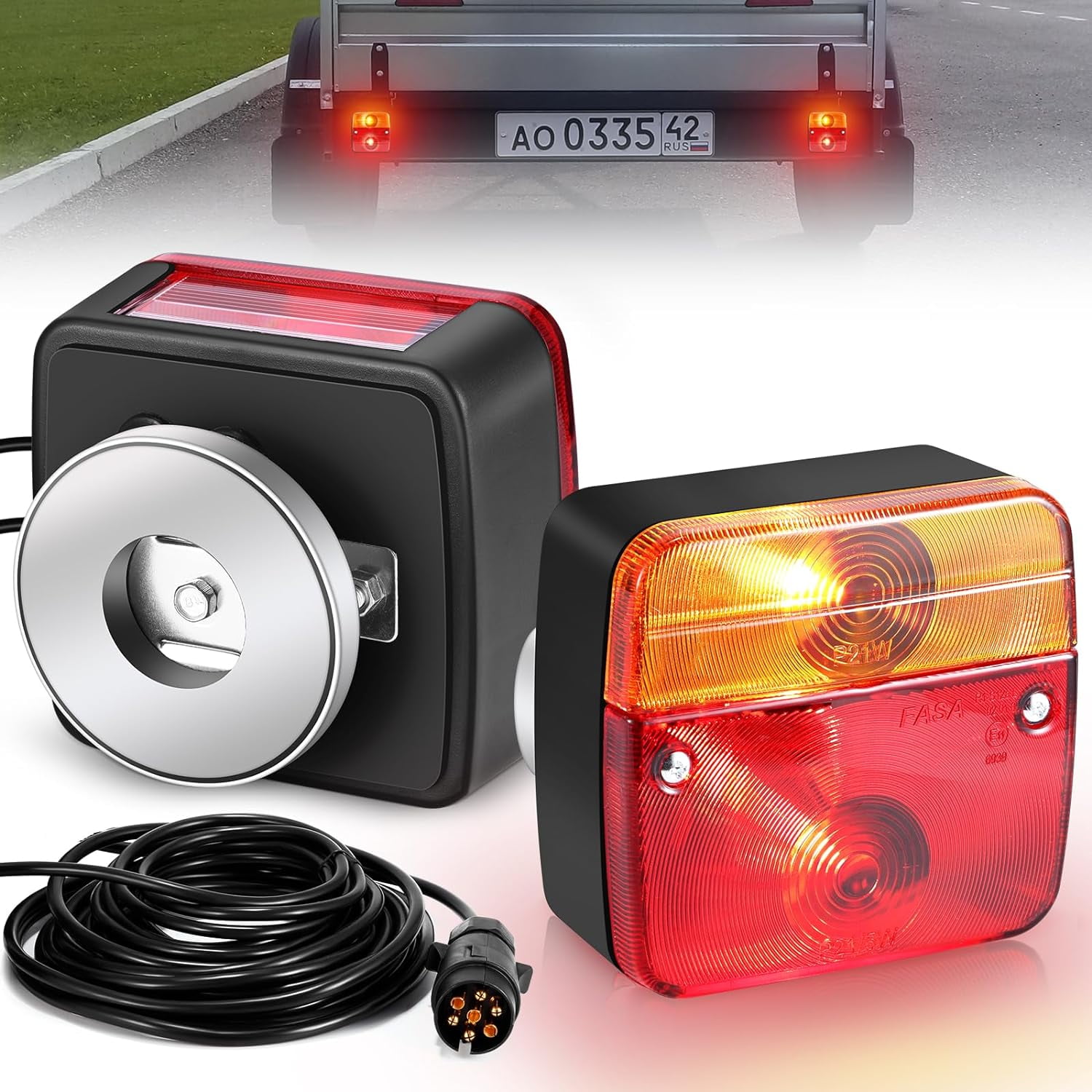 Magnetic Trailer Tail Lights, 12V Incandescent Trailer Lights With 7 ...