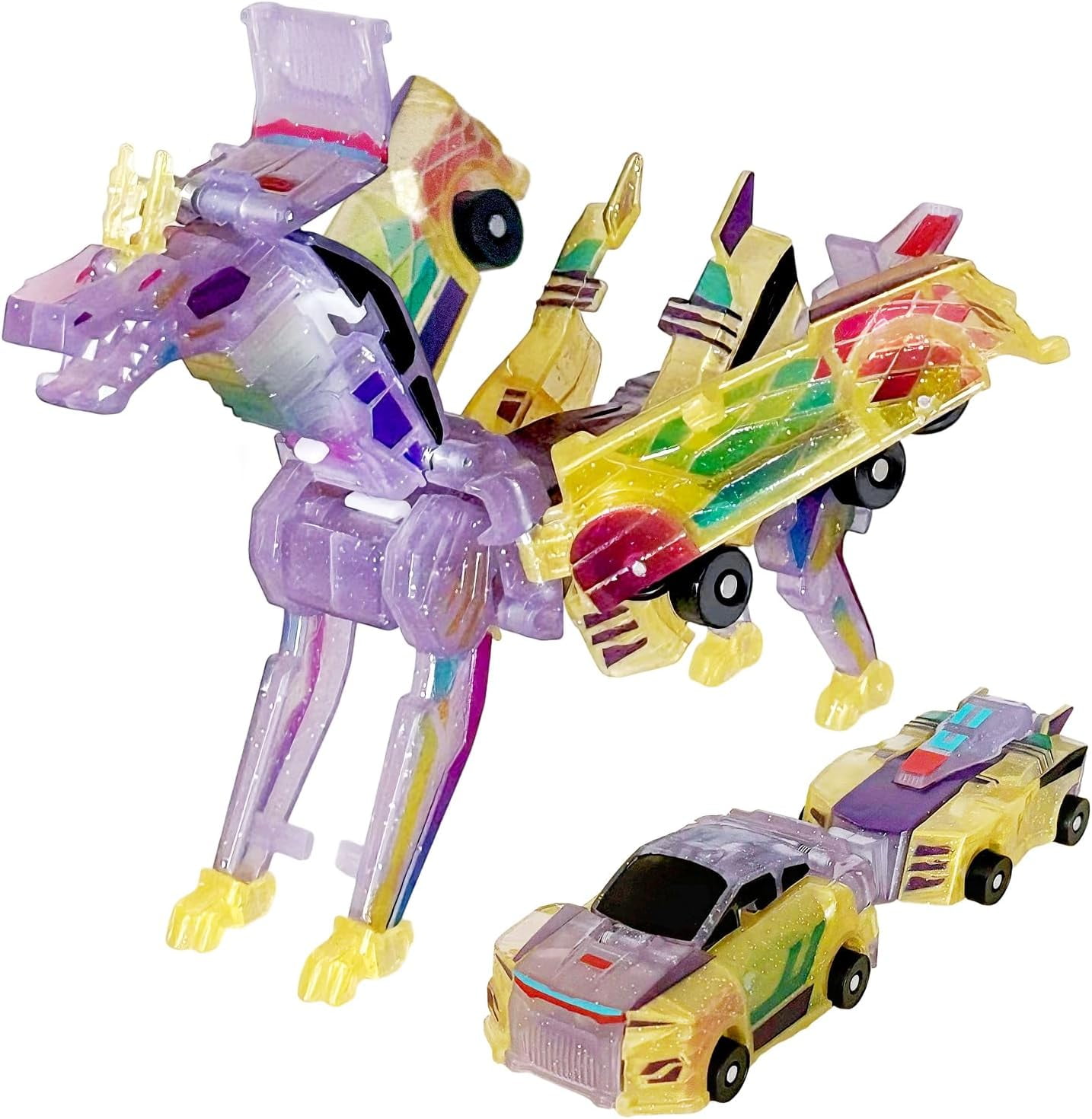 Magnetic Transforming Car Toy, Dinosaur Robot Vehicle, Collision ...