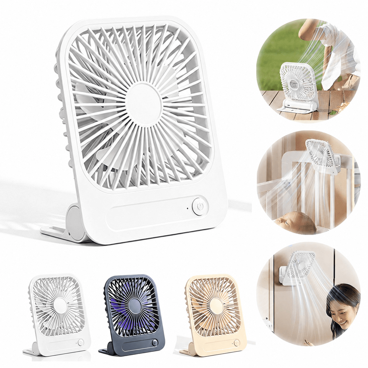 Magnetic Travel Fan for , Rechargeable Portable 4-Speed Desk Fan with ...