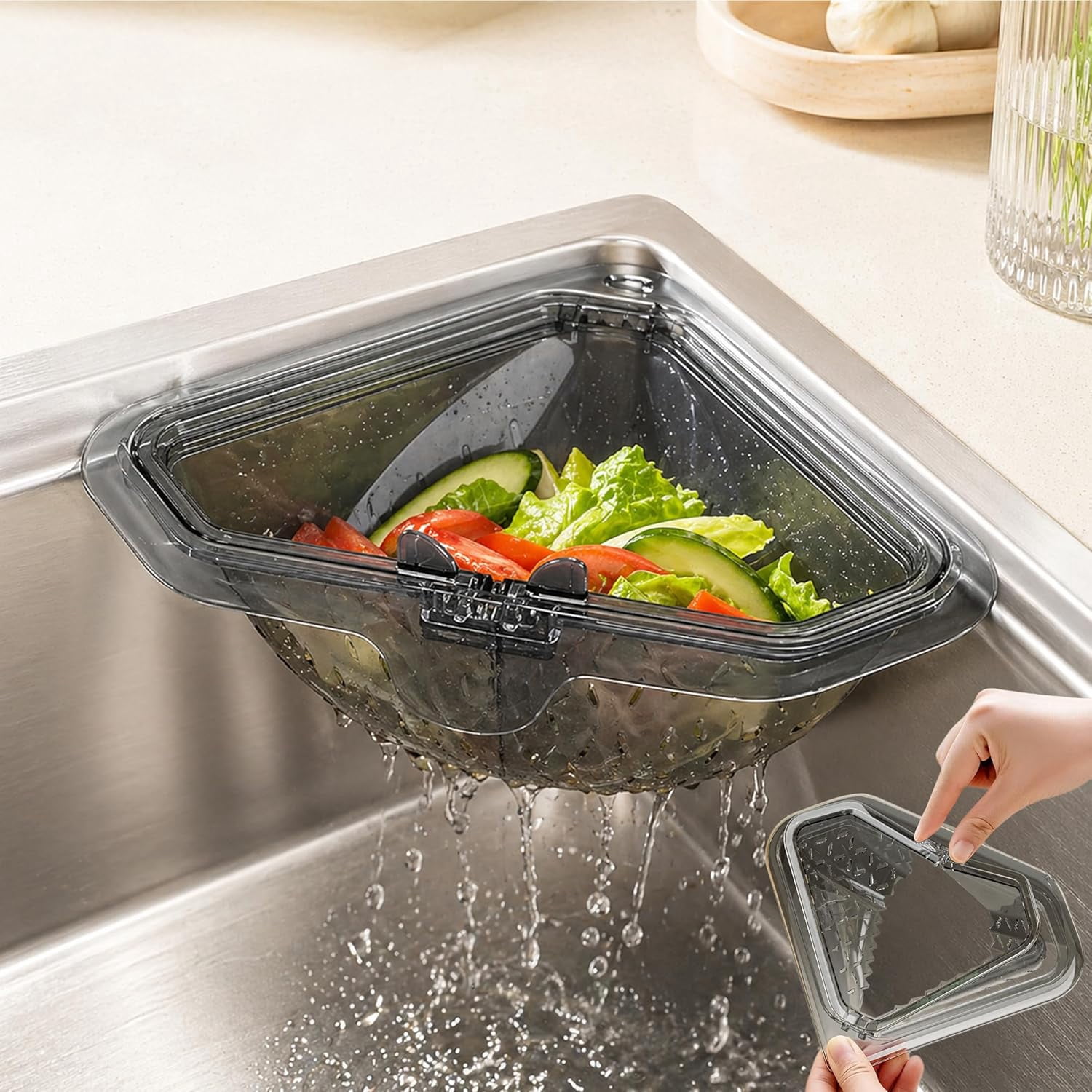 Magnetic Triangle Sink Strainer, Food Grade Corner Sink Strainer for ...