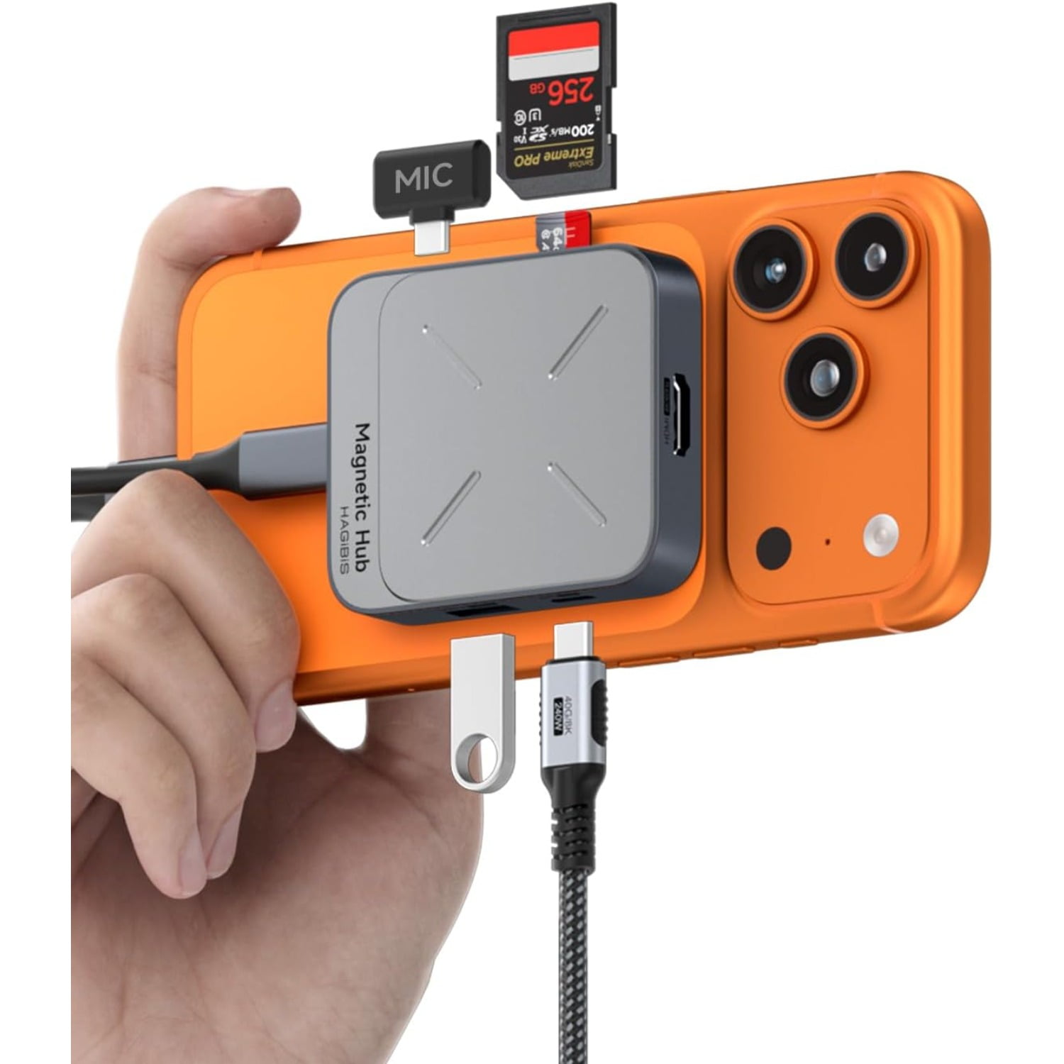 Magnetic USB C Hub with Magsafe for iPhone 17 16 15 Pro Max, 7 in 1 ...