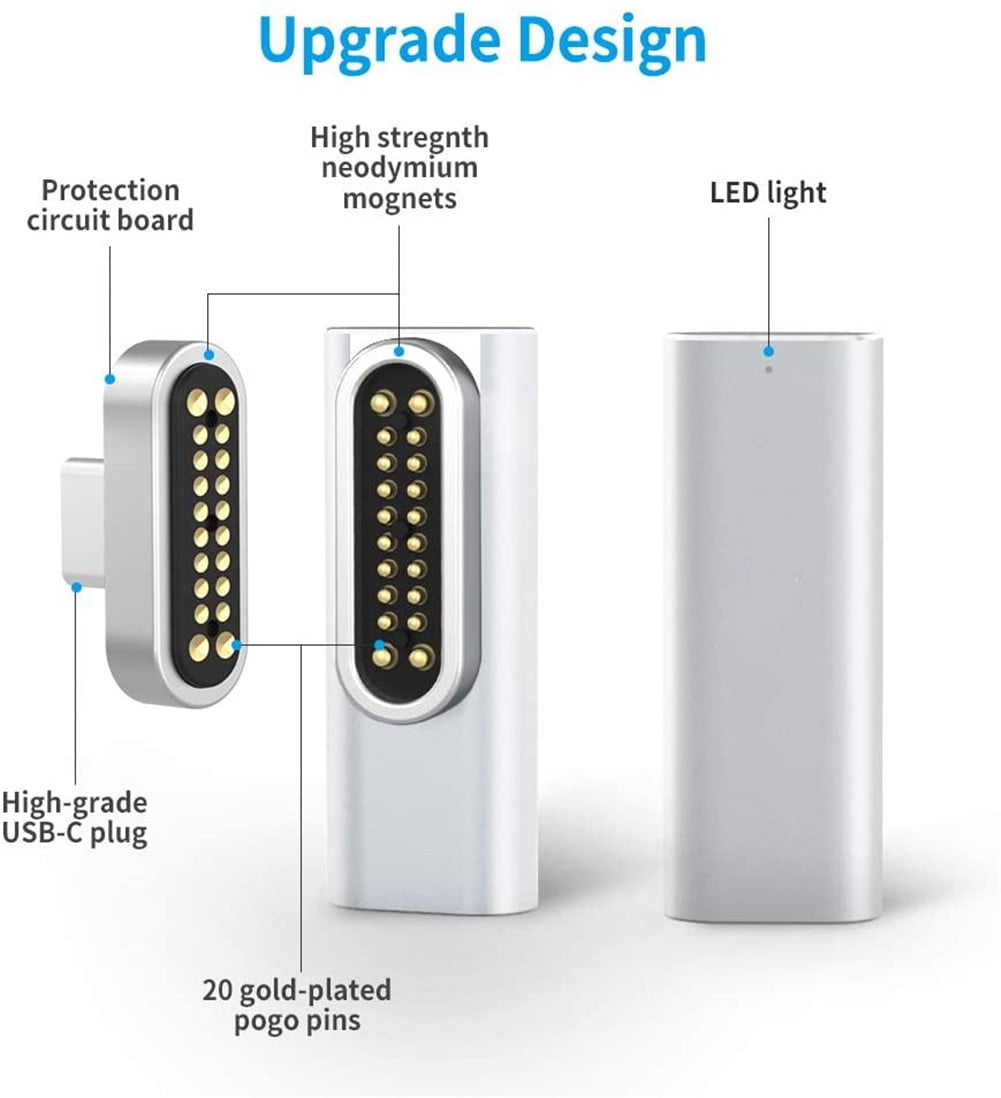 Magnetic USB C Type-C Adapter Side Plug Elbow 20 Pin Full Function ...