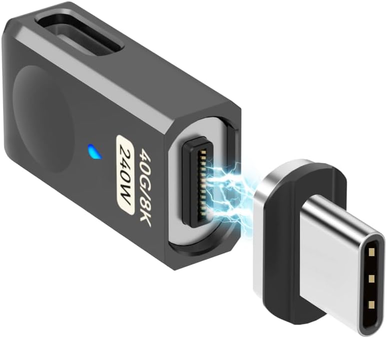 Magnetic USB Type C Adapter 40Gbps Side Port, 240W USB C Magnetic ...