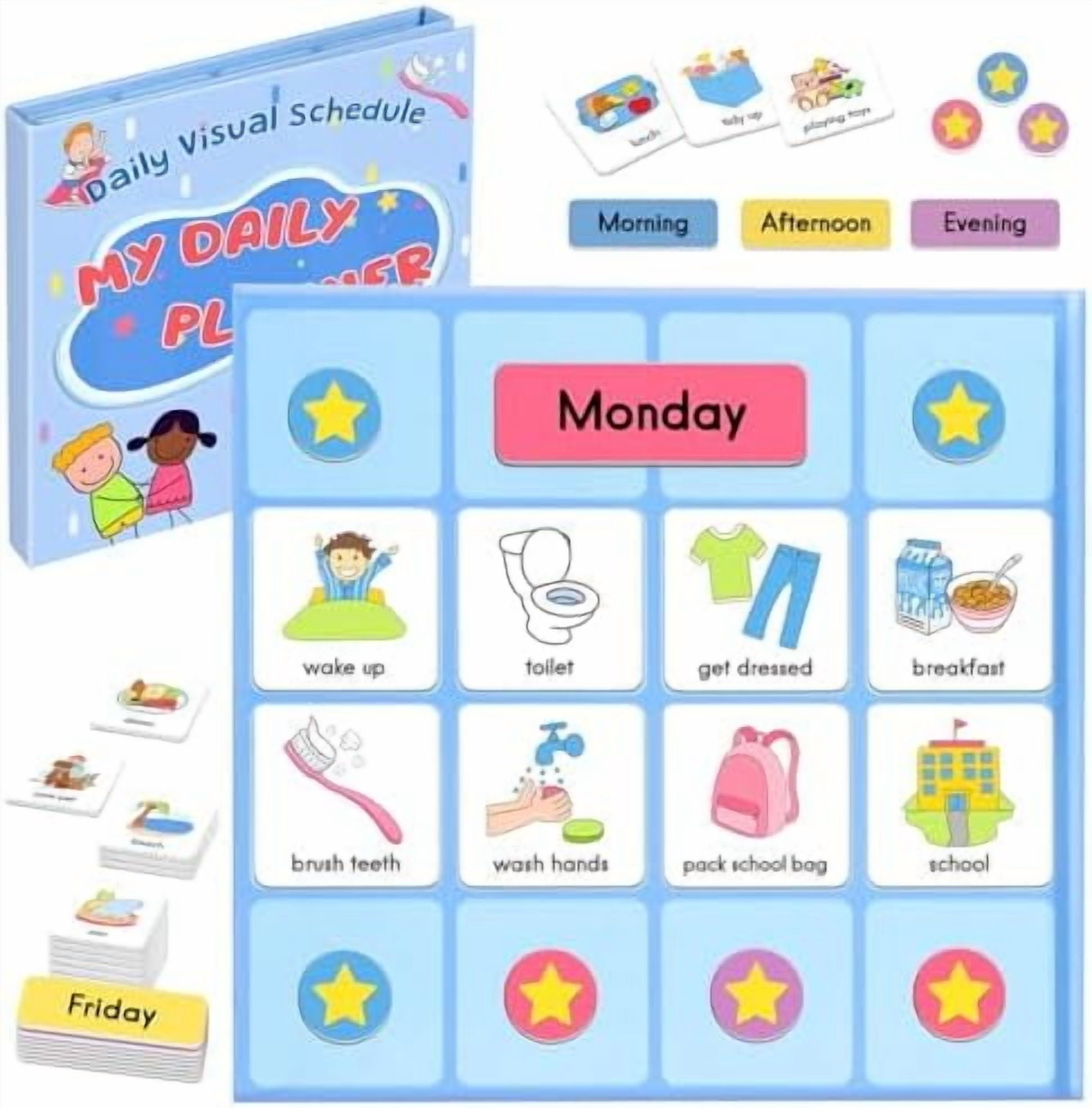 Magnetic Visual Schedule for Kids, Kids Chore Chart Cards for Morning ...