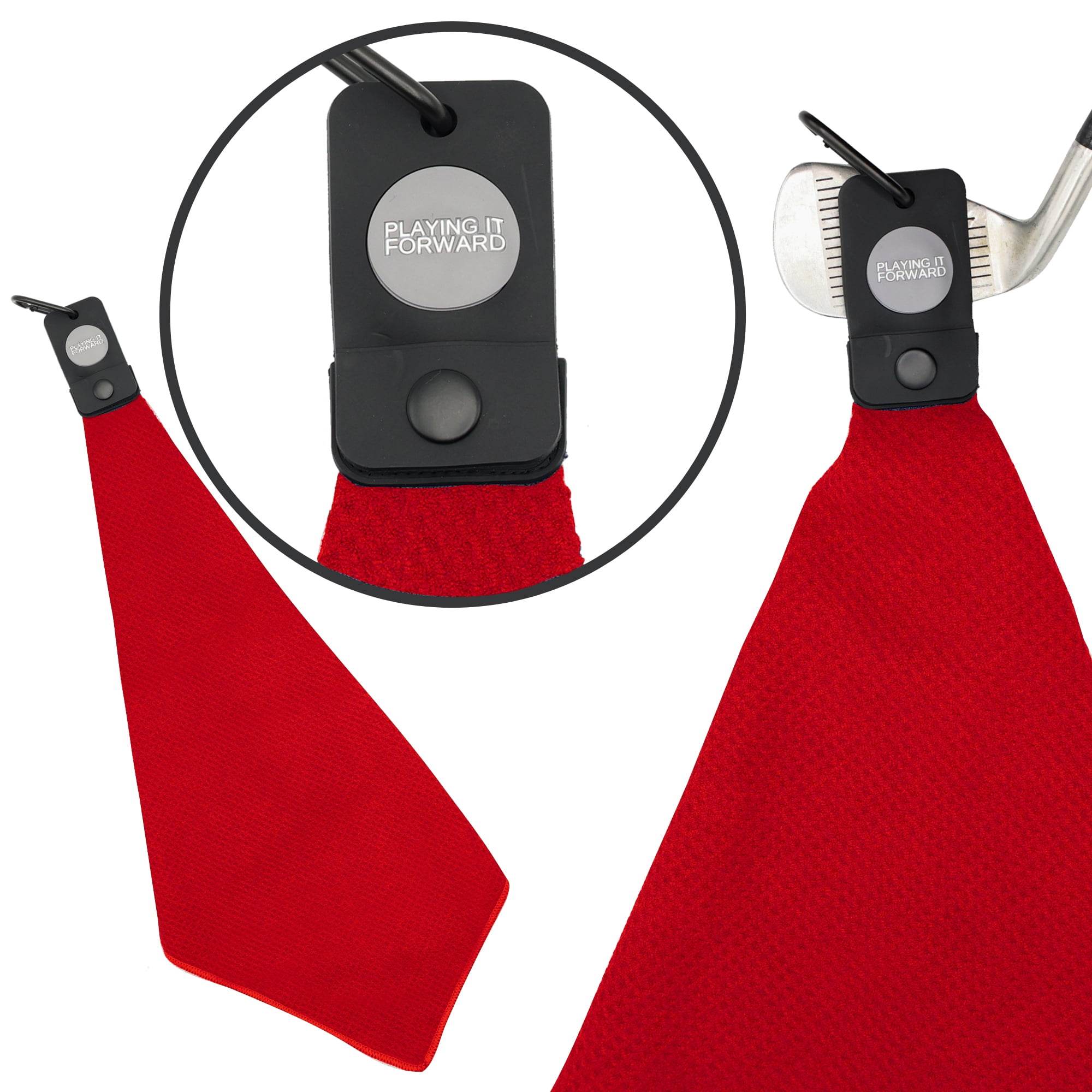 Magnetic Waffle Weave Microfiber Golf Towel with Clip Red - Walmart.com