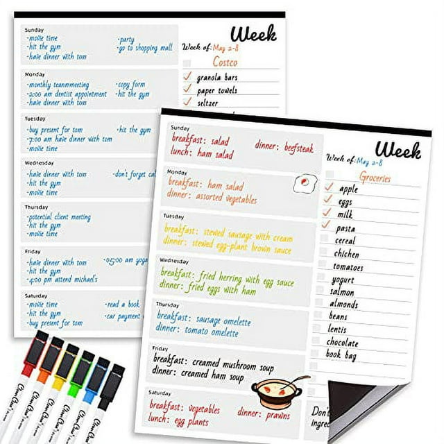 Magnetic Weekly Fridge Planner - 10"x12" 1-Week Dry Erase Calendar for ...