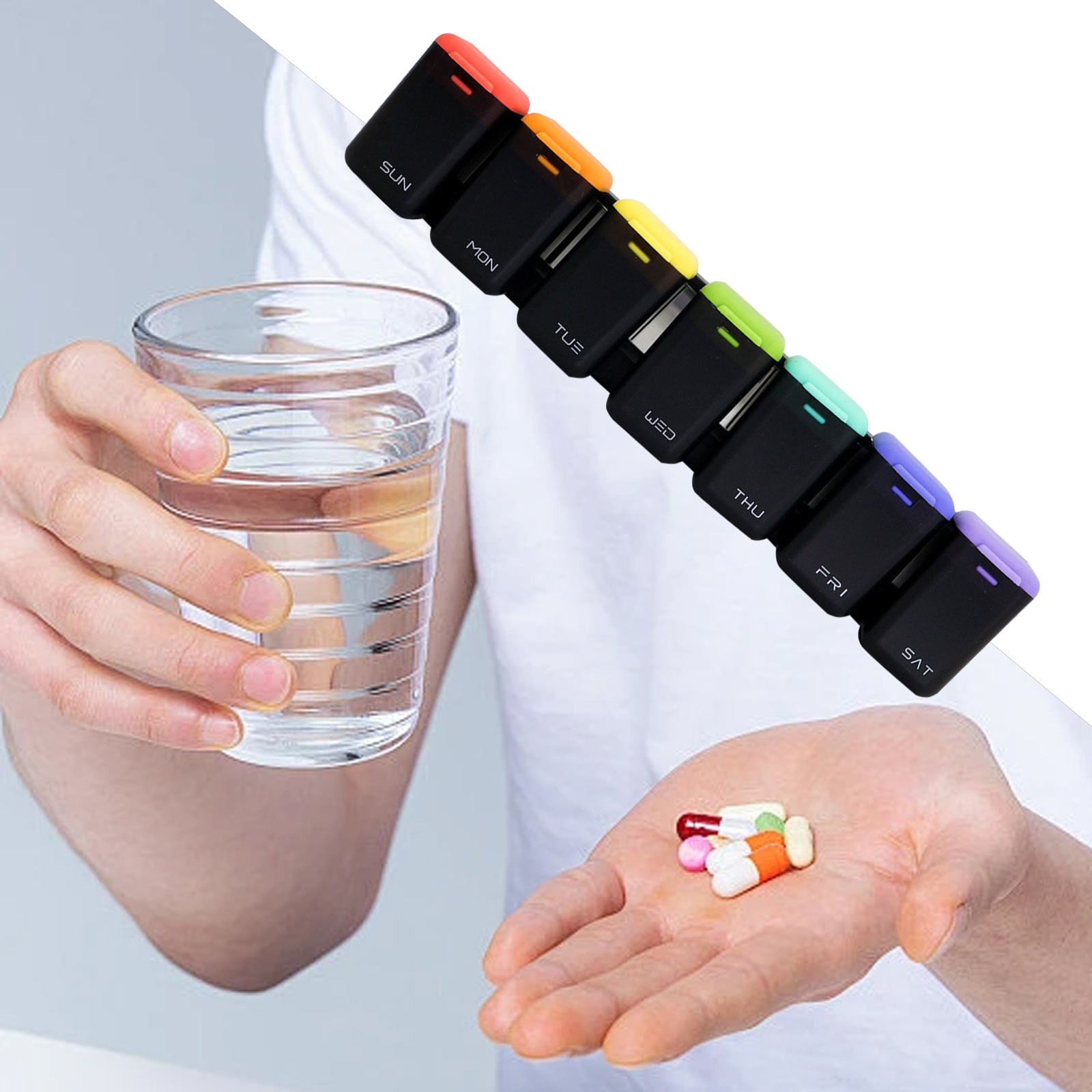 Magnetic Weekly Pill Organizer - 7 Day Detachable Medicine Box with ...