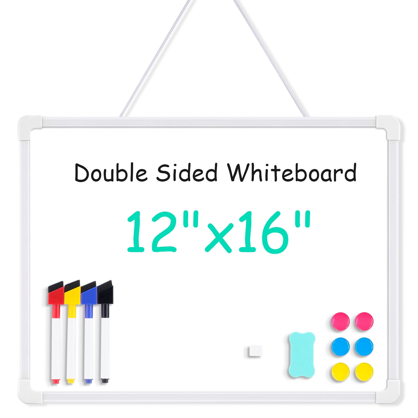 Magnetic White Board Dry Erase 16" x 12" Hanging Sign, Portable Writing ...