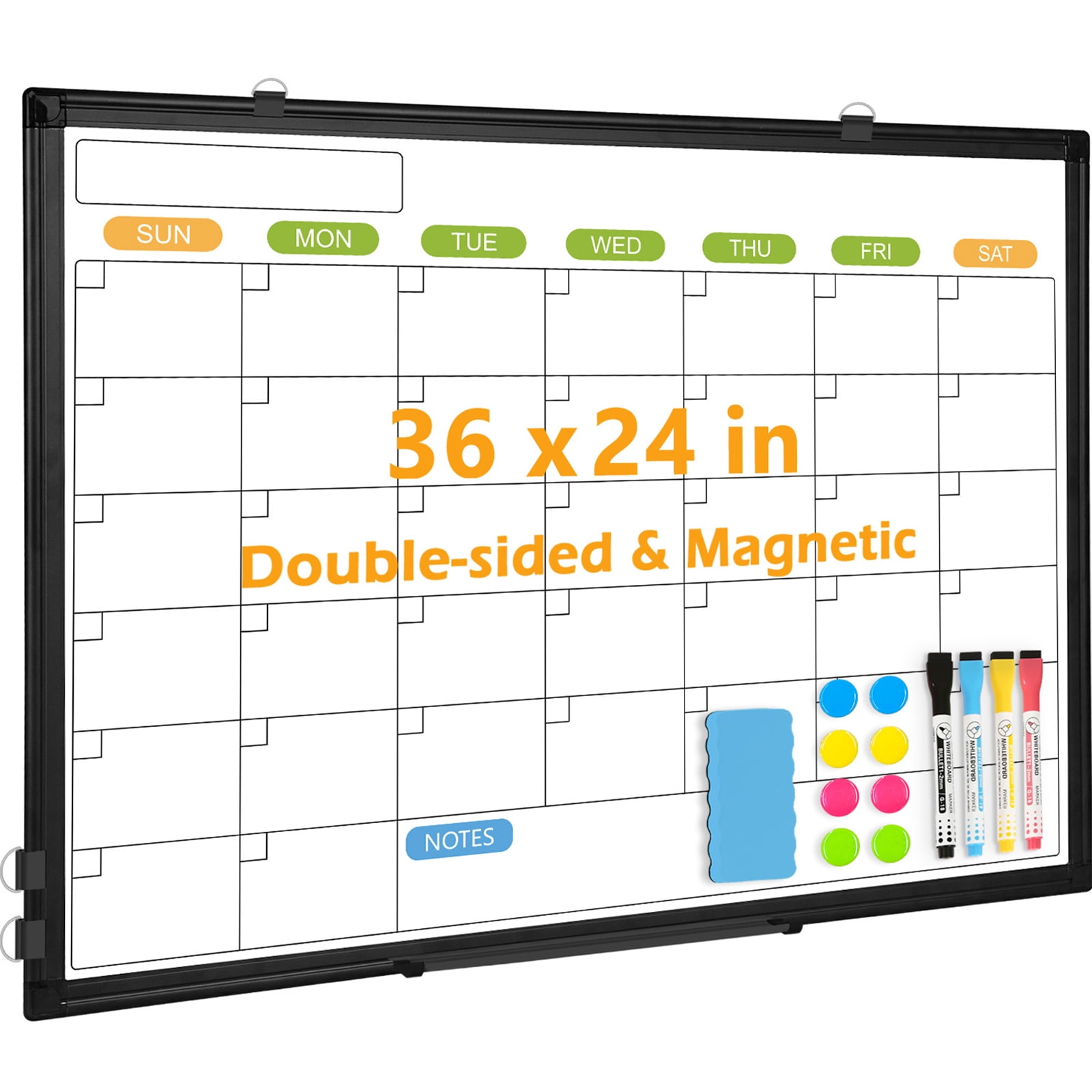 Magnetic Whiteboard Calendar Wall Dry Erase Calendar Board 36 X 24 ...