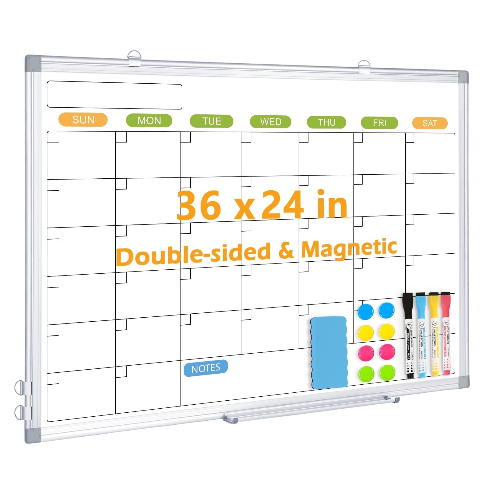 Magnetic Whiteboard Calendar Wall Dry Erase Calendar Board 36 X 24 ...