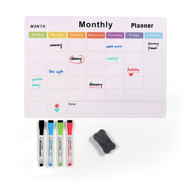 Large Dry-Erase Magnetic Weekly Calendar + Free Bonus: 3 Grocery/to-Do ...