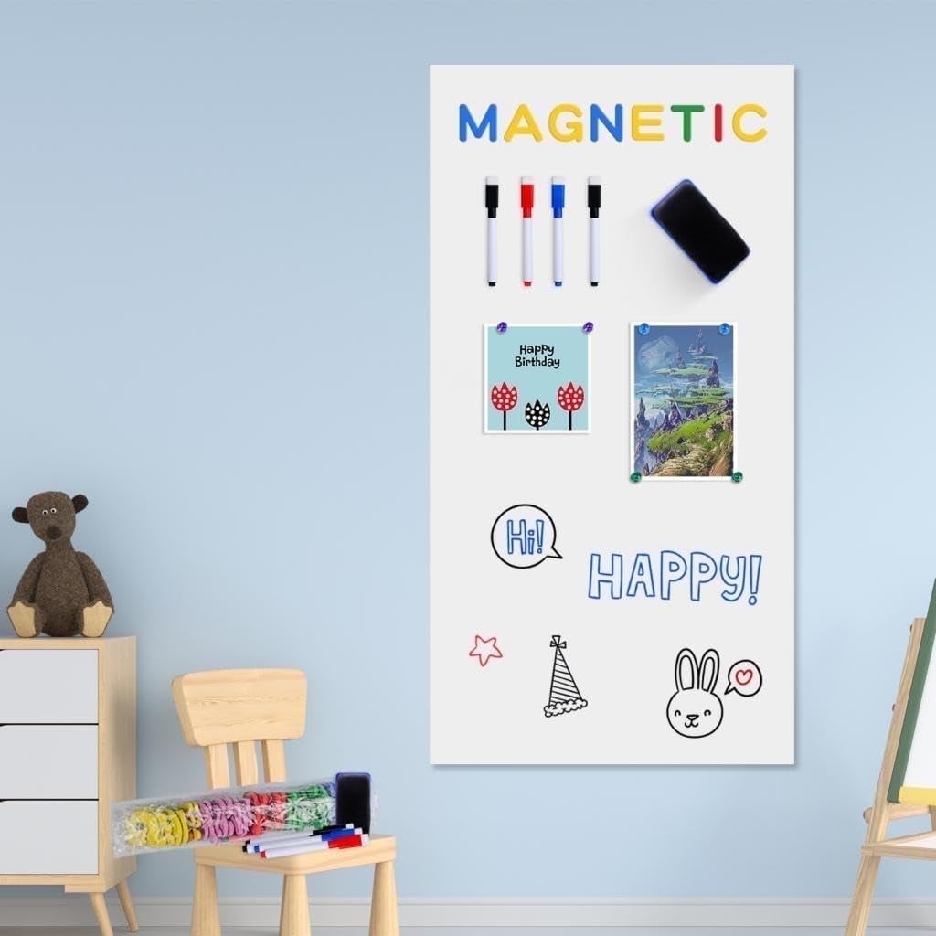 Magnetic Whiteboard Sticker - Adhesive 40'' x 17.3'' Dry Erase Board ...