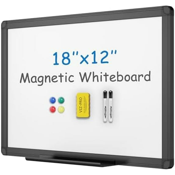 Magnetic Whiteboard/Dry Erase Board with Black Aluminium Frame, 18 X 12 ...