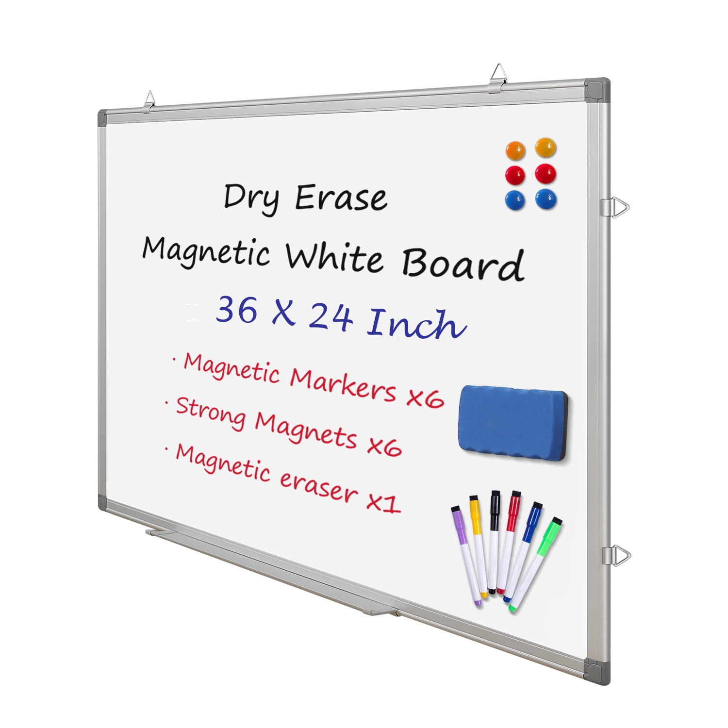 Magnetic Whiteboard, Dry Erase White Board 36" X 24", Aluminum Frame, 1 ...