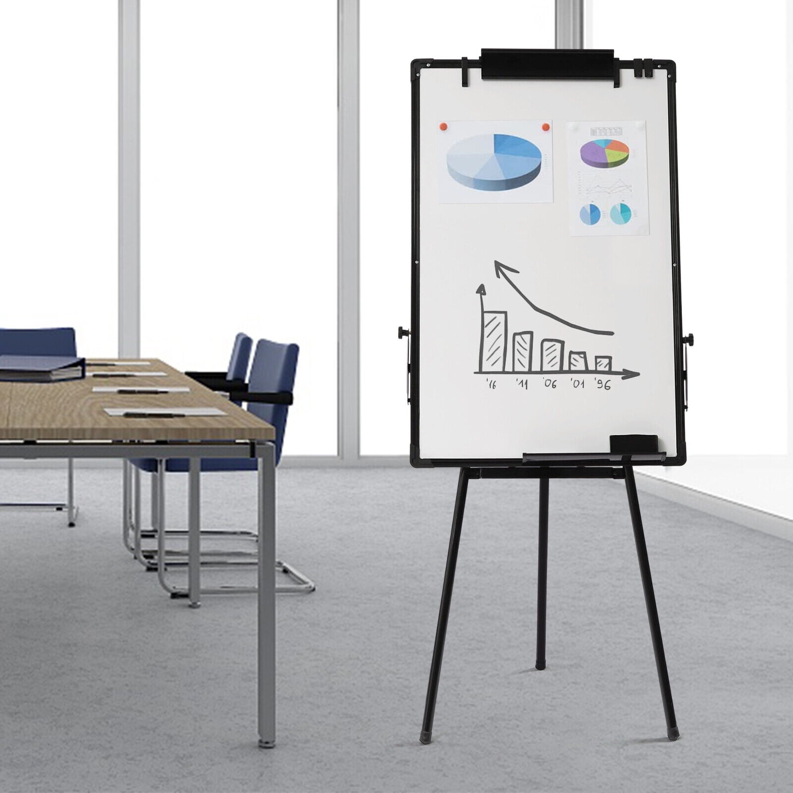 Magnetic Whiteboard Easel Black, 36 x 24 Inches, Portable Dry Erase ...