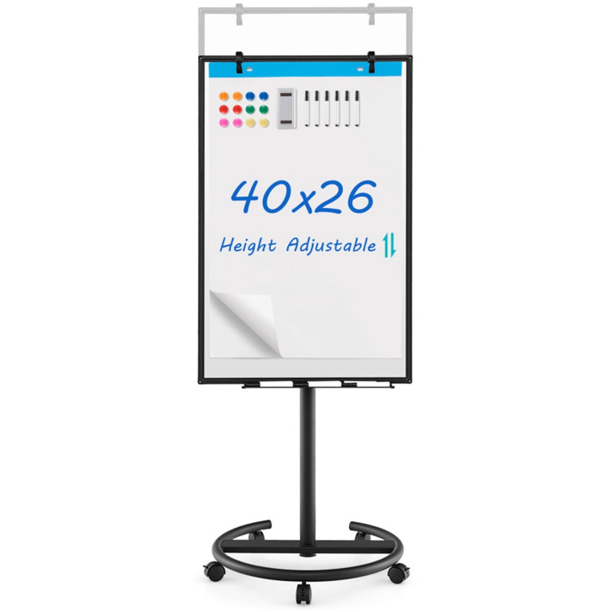 Magnetic Whiteboard,Height-Adjustable Mobile Whiteboard with Round ...