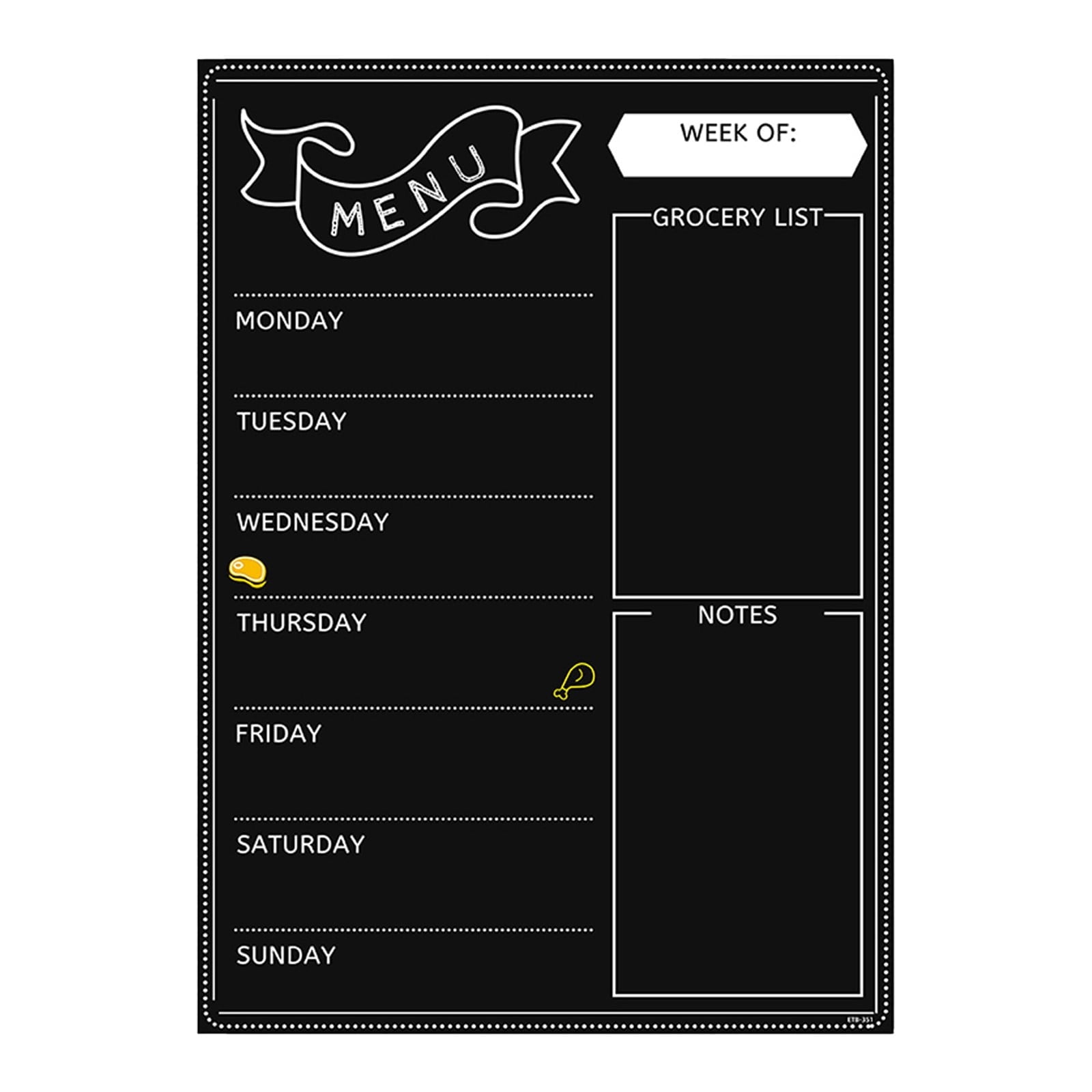 Magnetic Whiteboard Menu Planner for Fridge, Dry Erase Weekly Organizer ...
