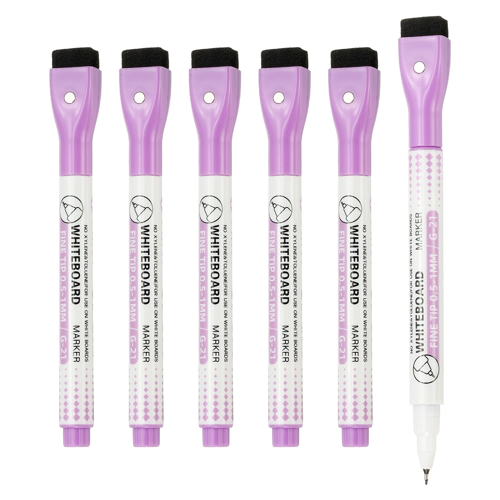 Magnetic Whiteboard Pen, 0.5-1mm Fine Tip Dry Erase Purple Markers, 6 ...