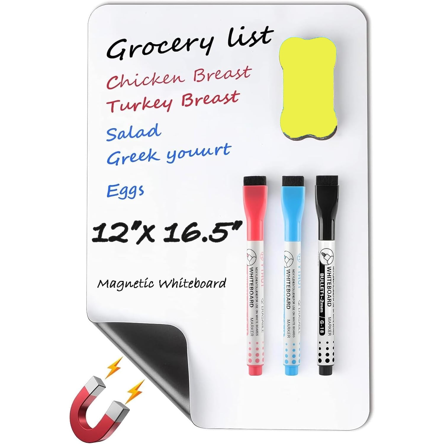 GoXteam Magnetic Dry Erase Board For Refrigerator, Dry Erase Board with ...