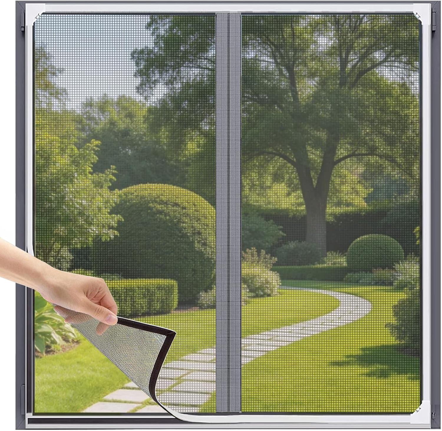 Magnetic Window Screen 32"x23", DIY Easy Install Mesh Bug Protection ...