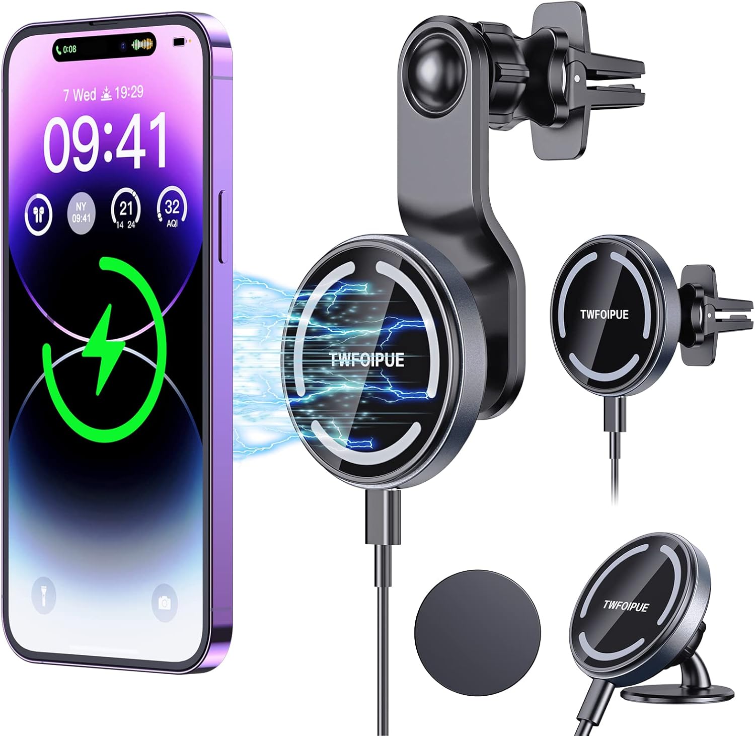 Magnetic Wireless Car Charger Mount Compatible with Magsafe iPhone14 ...