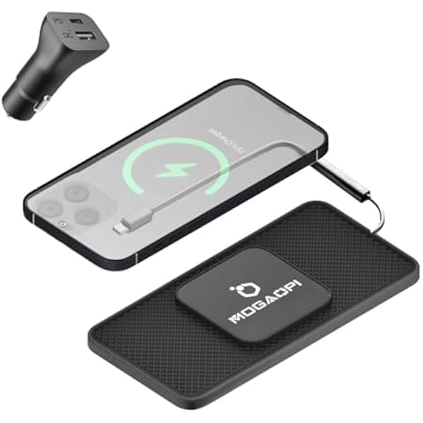 Magnetic Wireless Car Charger Pad, 15W Wireless Charging Pad for Car Compatible with MagSafe ...