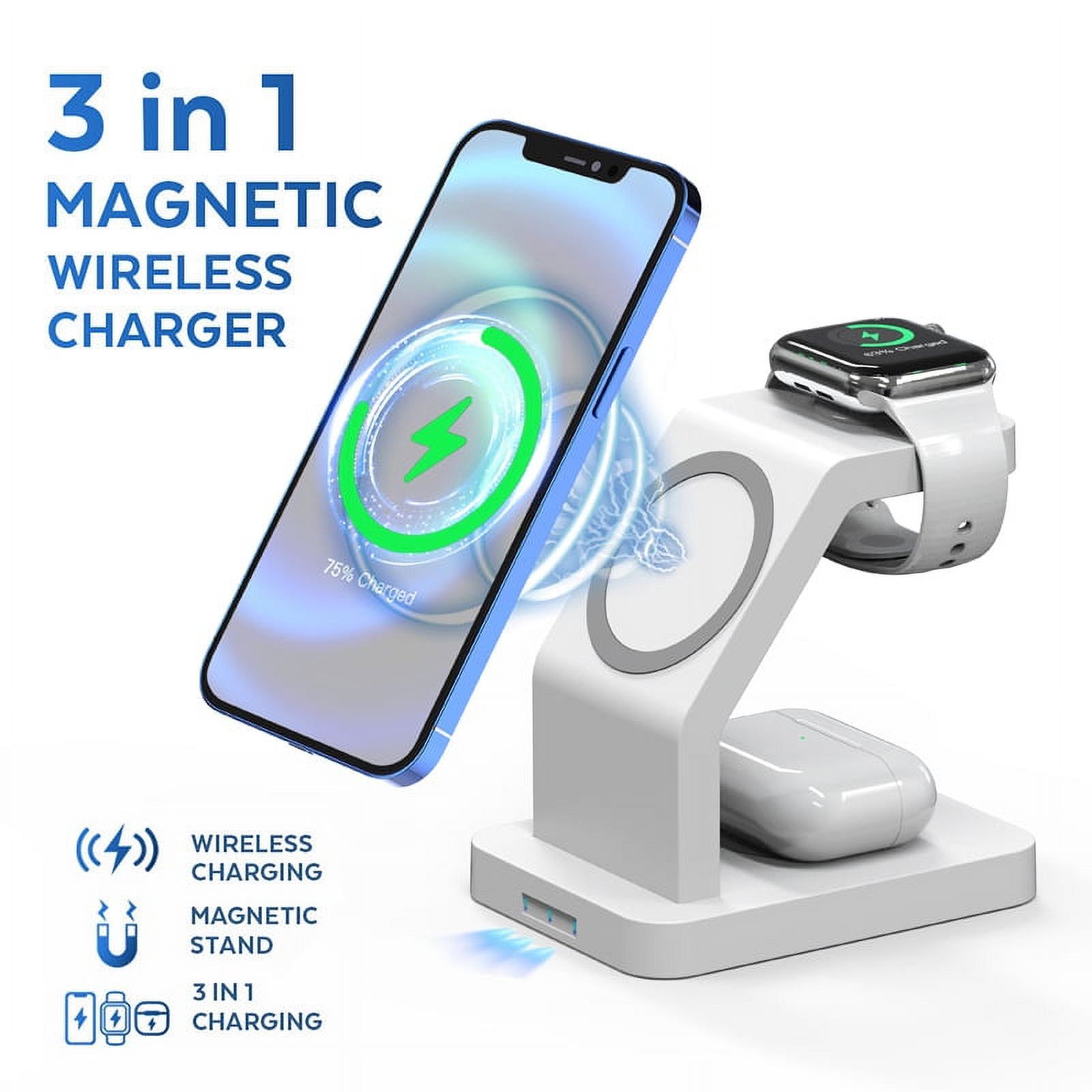 VanSmaGo Magnetic Wireless Charger Stand, 3 in 1 Fast Charging Station ...