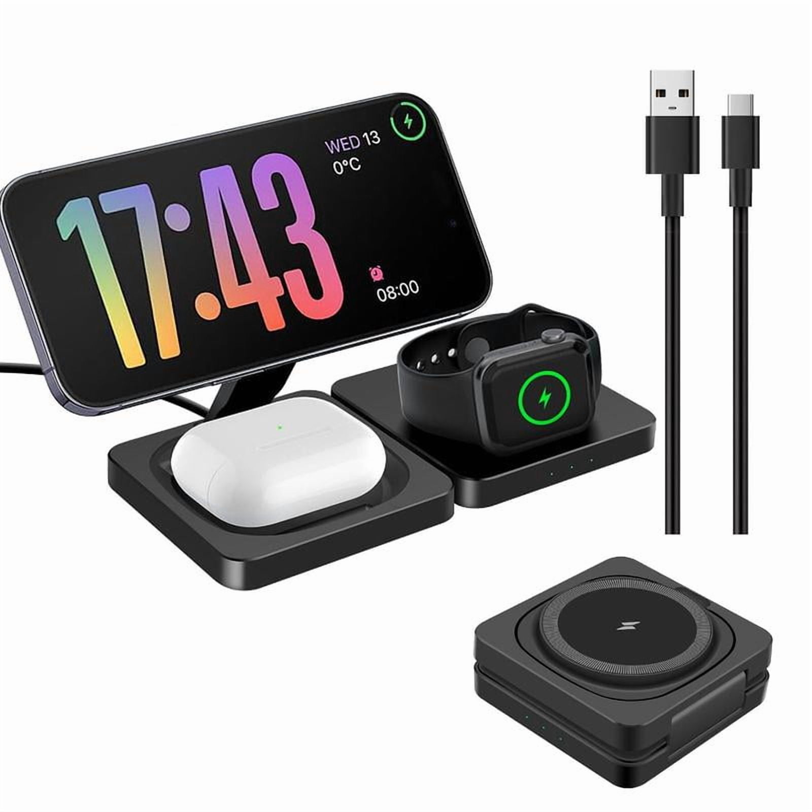 Magnetic Wireless Charger for iPhone, 3 in 1 Travel Charging Station ...