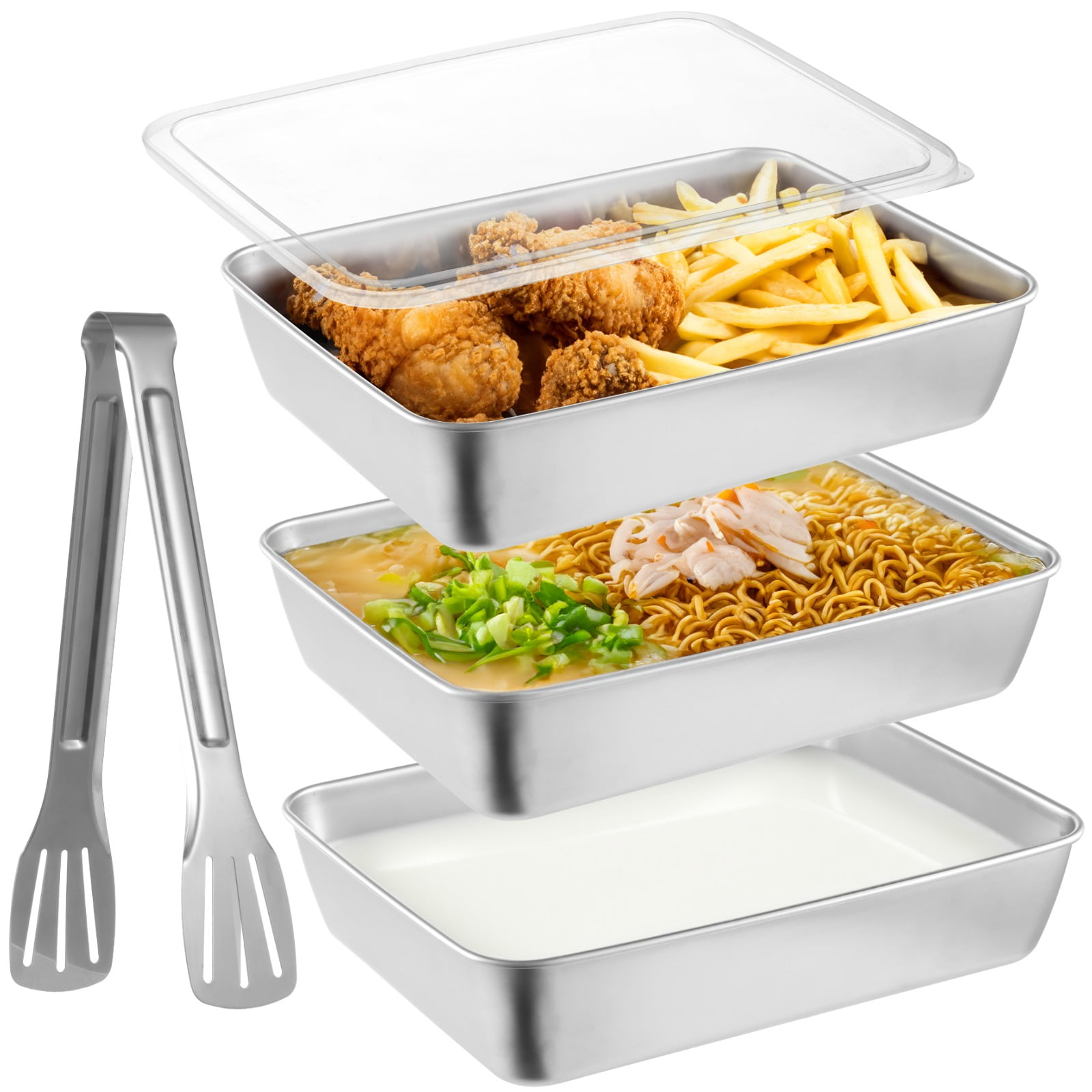 3 PCS Stainless Steel Breading Trays, 9.8 x 7.9 x 2.2 Inches Large ...