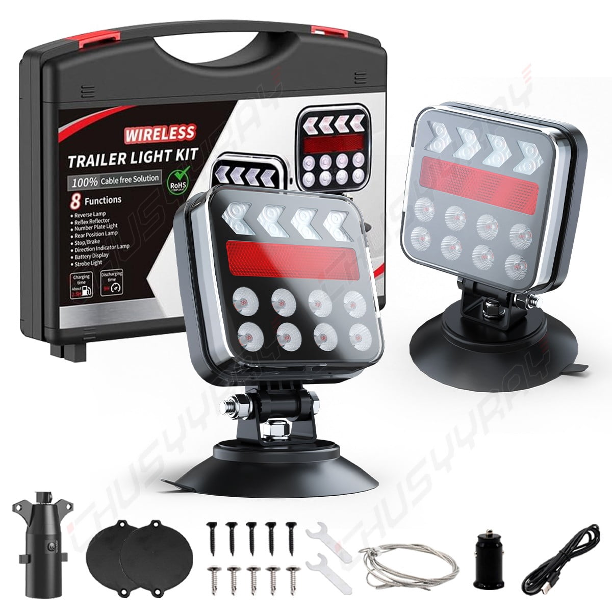 Magnetic Wireless LED Trailer Lights Kit Waterproof Rechargeable for ...