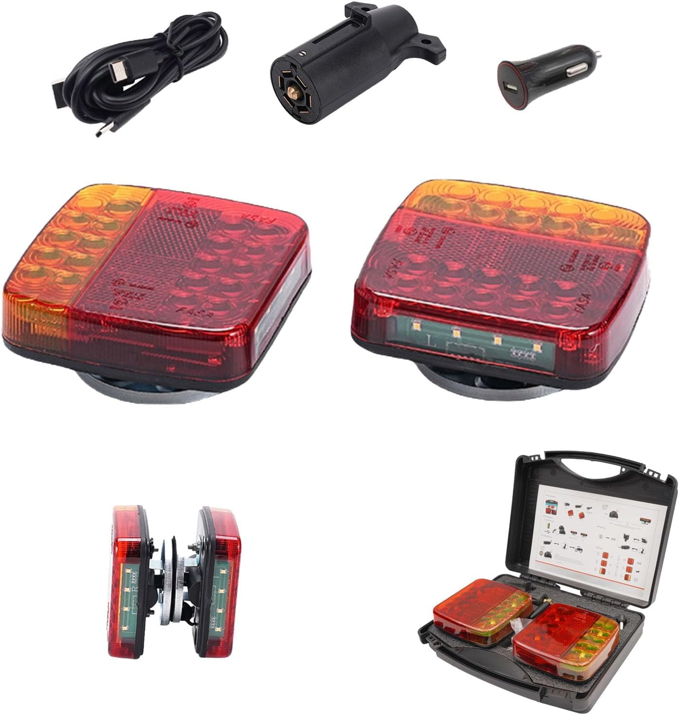 Magnetic Wireless Led Trailer Rear Tail Lights Kit, Wireless Trailer ...