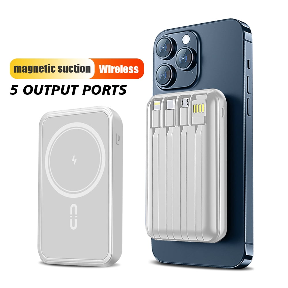 Magnetic Wireless Power Bank,DFITO Portable 10000 mAh Charger Built in ...