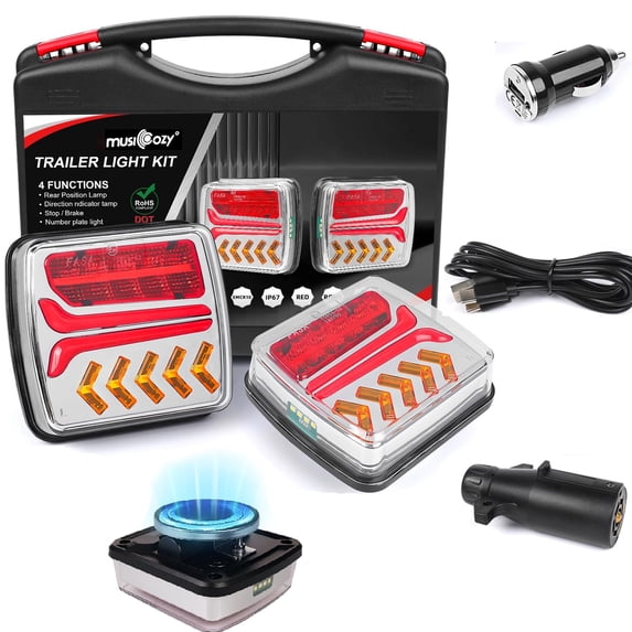 Magnetic Wireless Tail Lights Kit for Trailer,Led Trailer Rear Lights ...