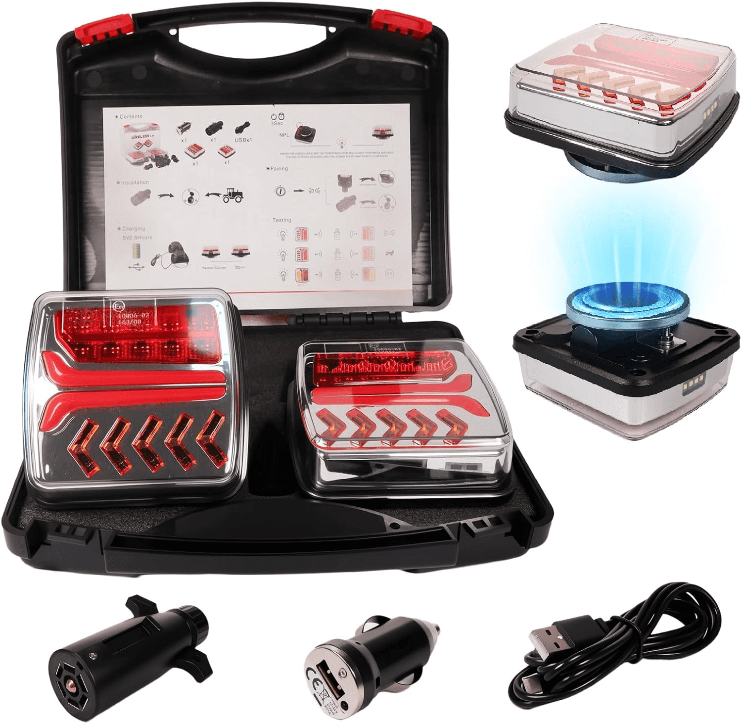 Magnetic Wireless Trailer Lights Kit for Towing Trucks, Rechargeable ...