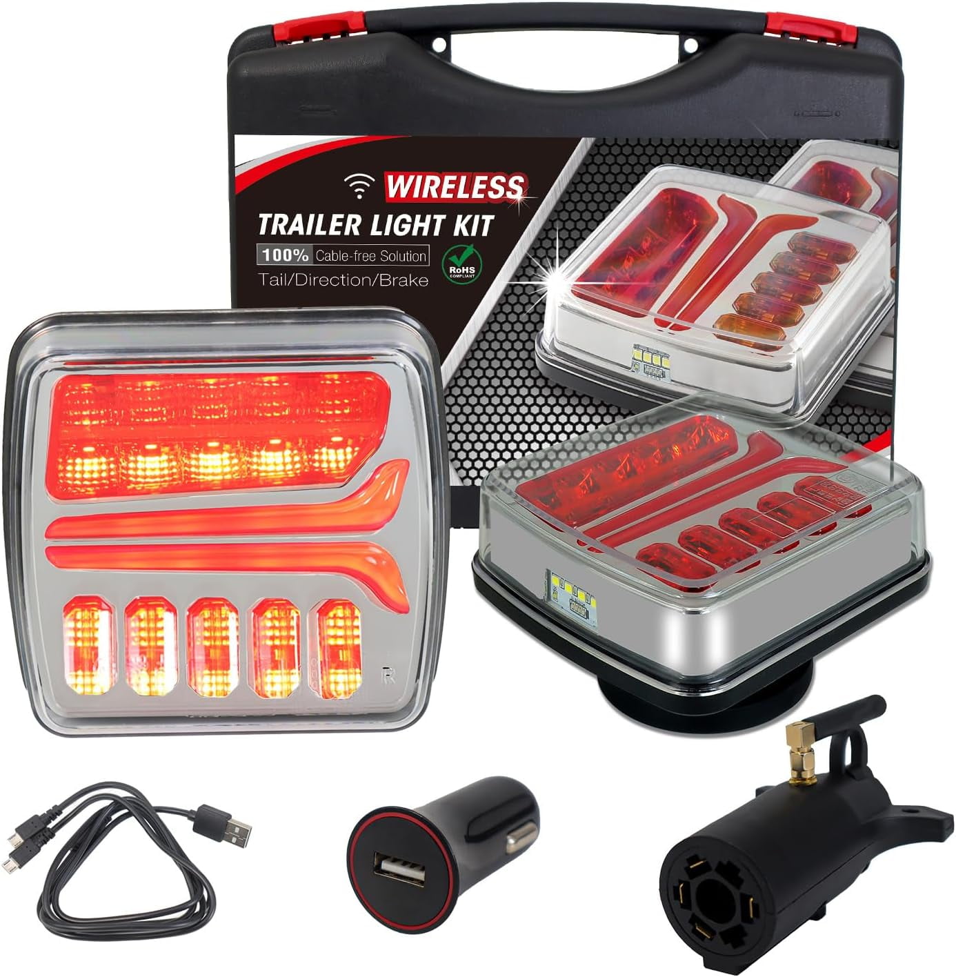 Magnetic Wireless Trailer Lights, Recharable LED Light for Towing Truck ...