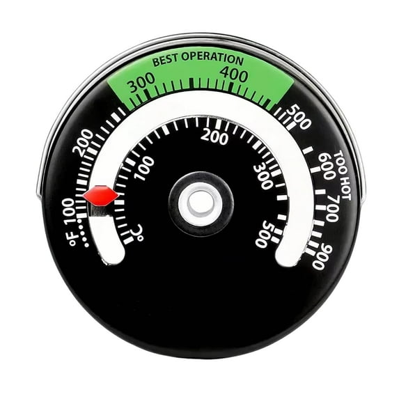Magnetic Wood Stove Thermometer, 100-900°C Range, Real-Time Temperature Monitor with Dual Scale ...
