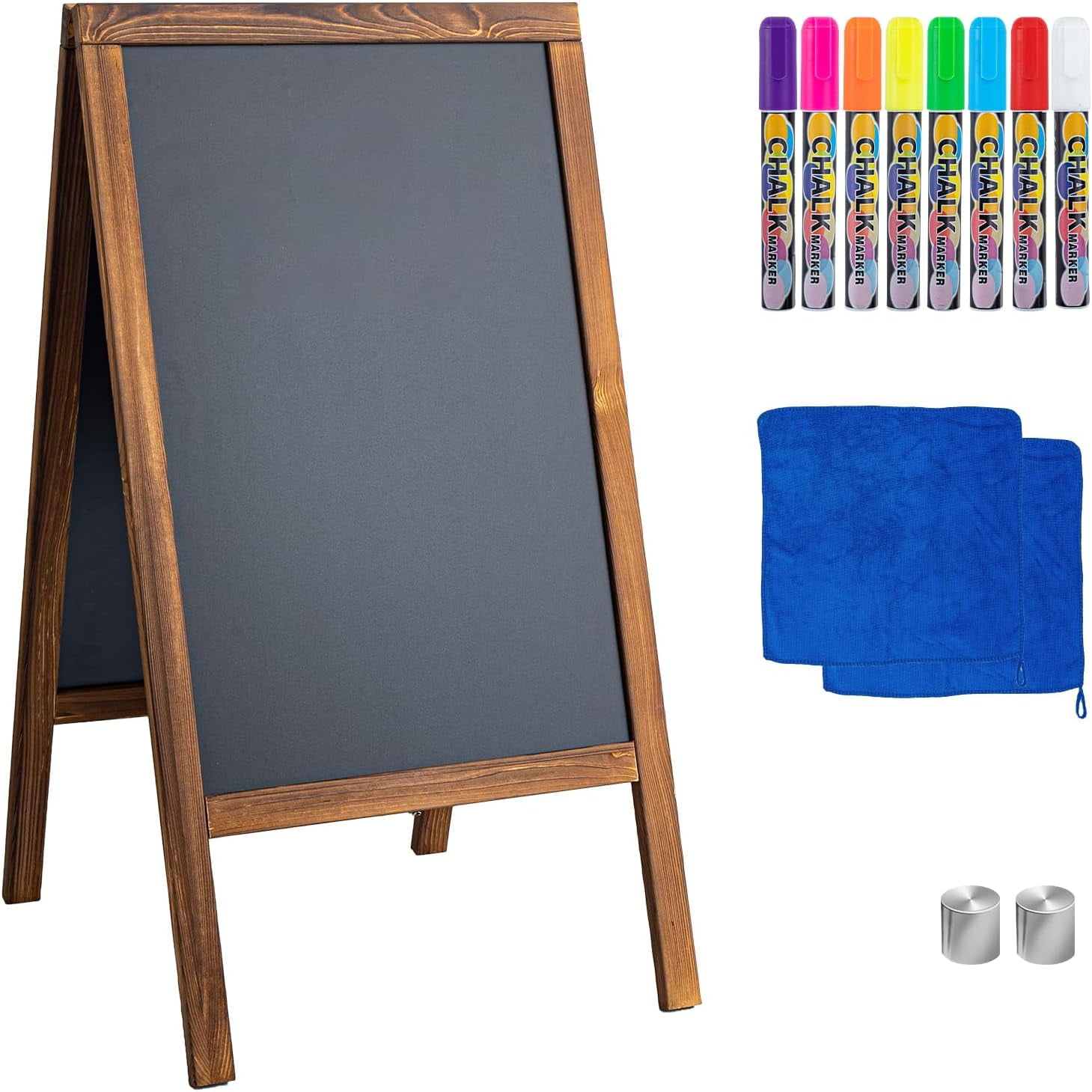 Magnetic Wooden A-Frame Chalkboard Sign, Large 40" x 21" Floor Standing ...