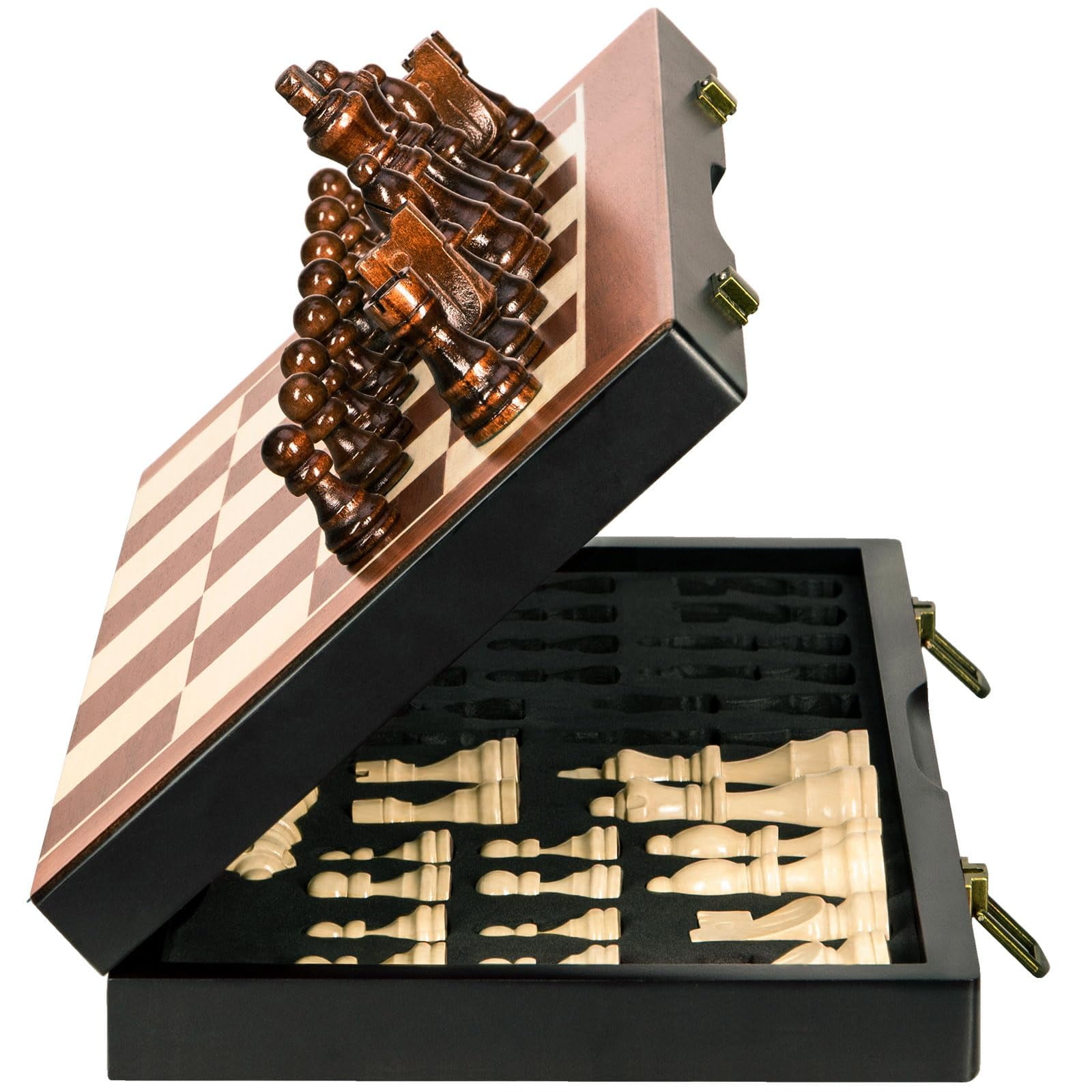 Magnetic Wooden Chess Set 15" Unique Chess Board Game with Chess Pieces ...